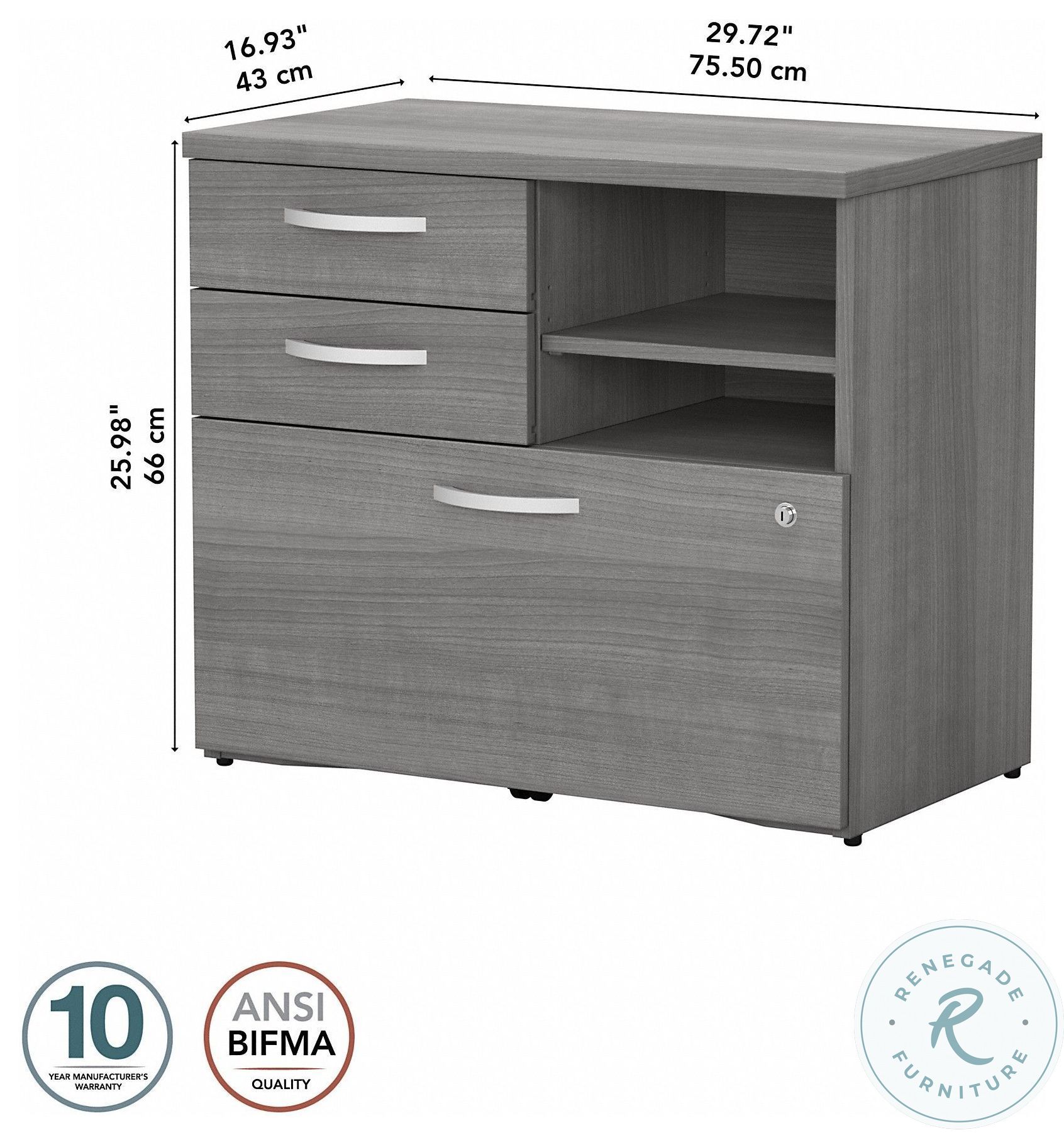 Studio C Platinum Gray Office Storage Cabinet with Drawers and Shelves ...