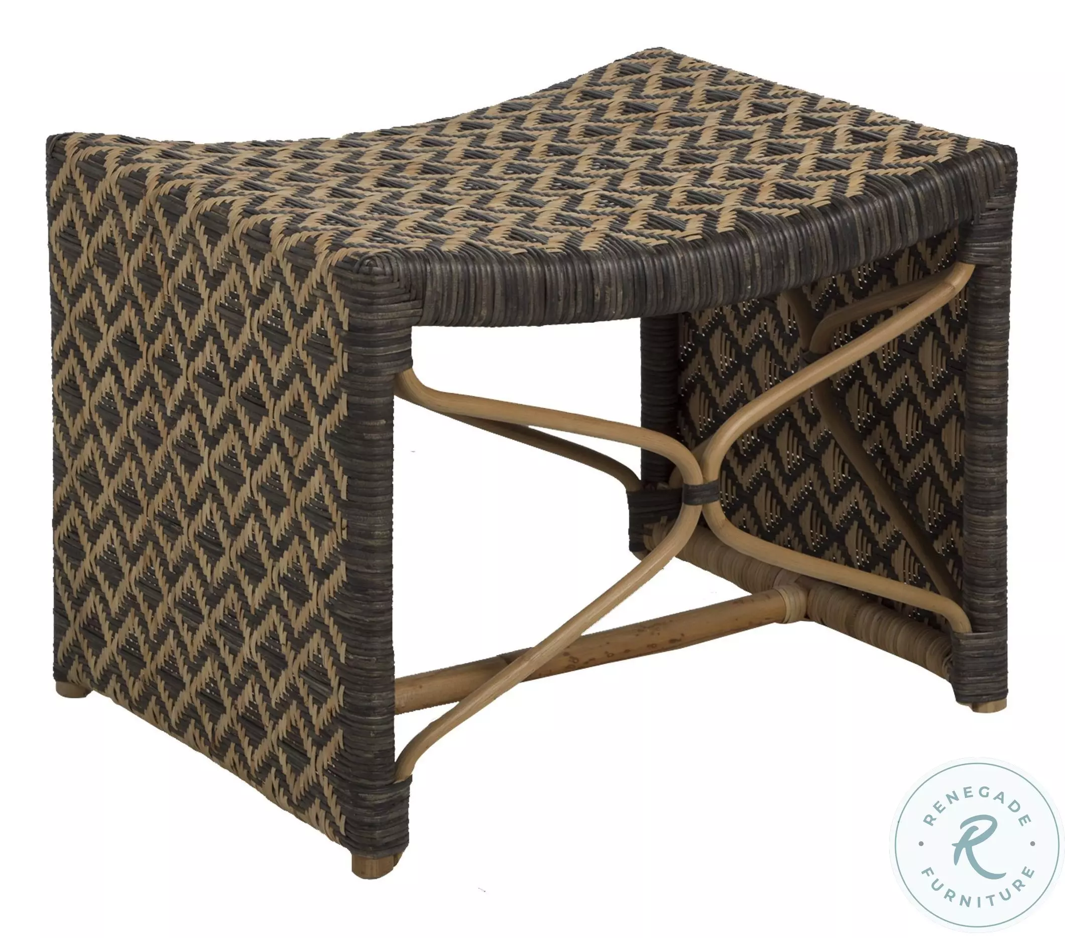 Bennet Black And Natural Rattan Stool from Gabby | Coleman Furniture