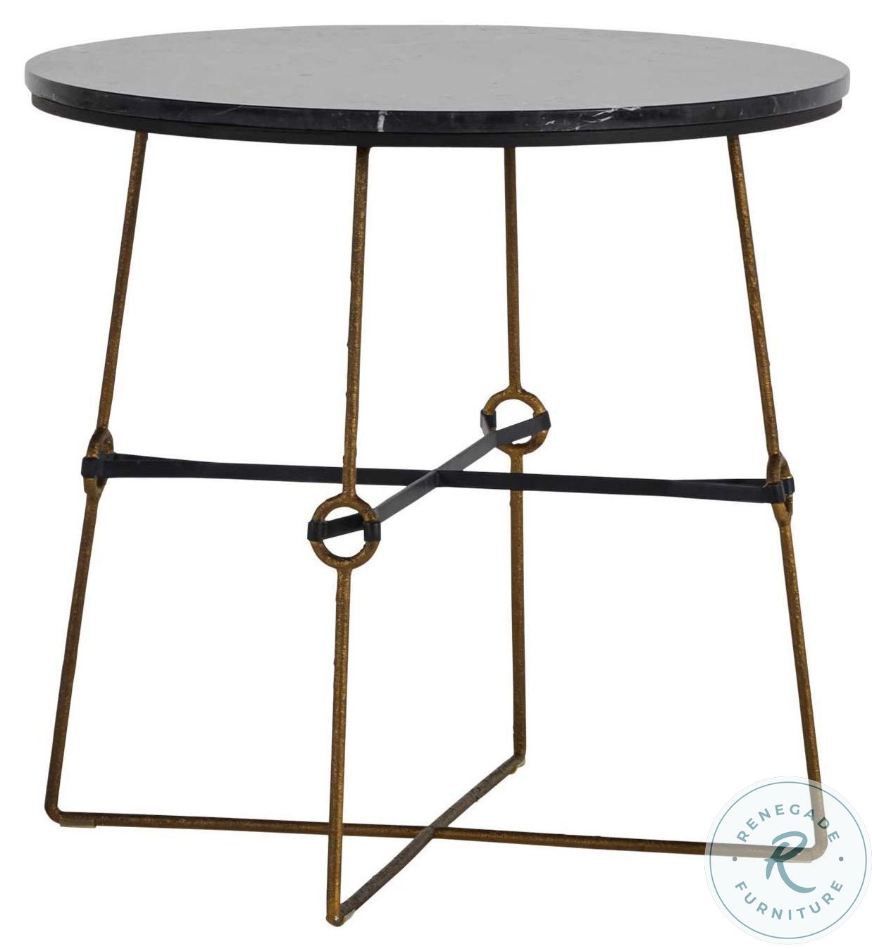 Stefan Black Marble And Textured Stain Brass Black Metal Side Table ...