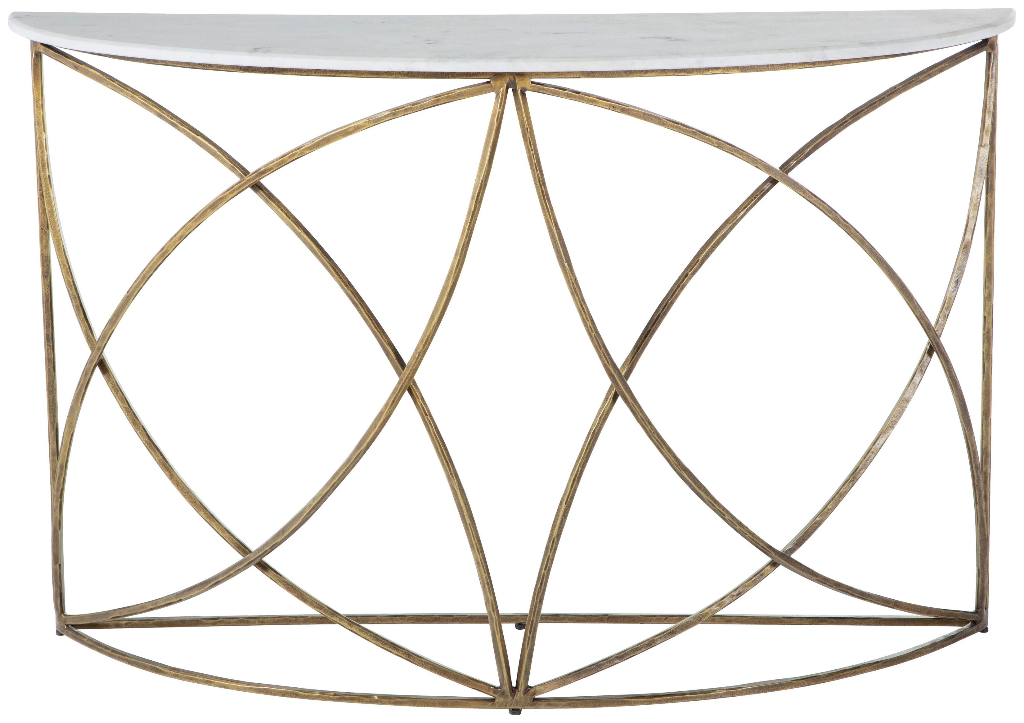 Wayland White Banswara Marble And Antique Aged Brass Console Table From ...
