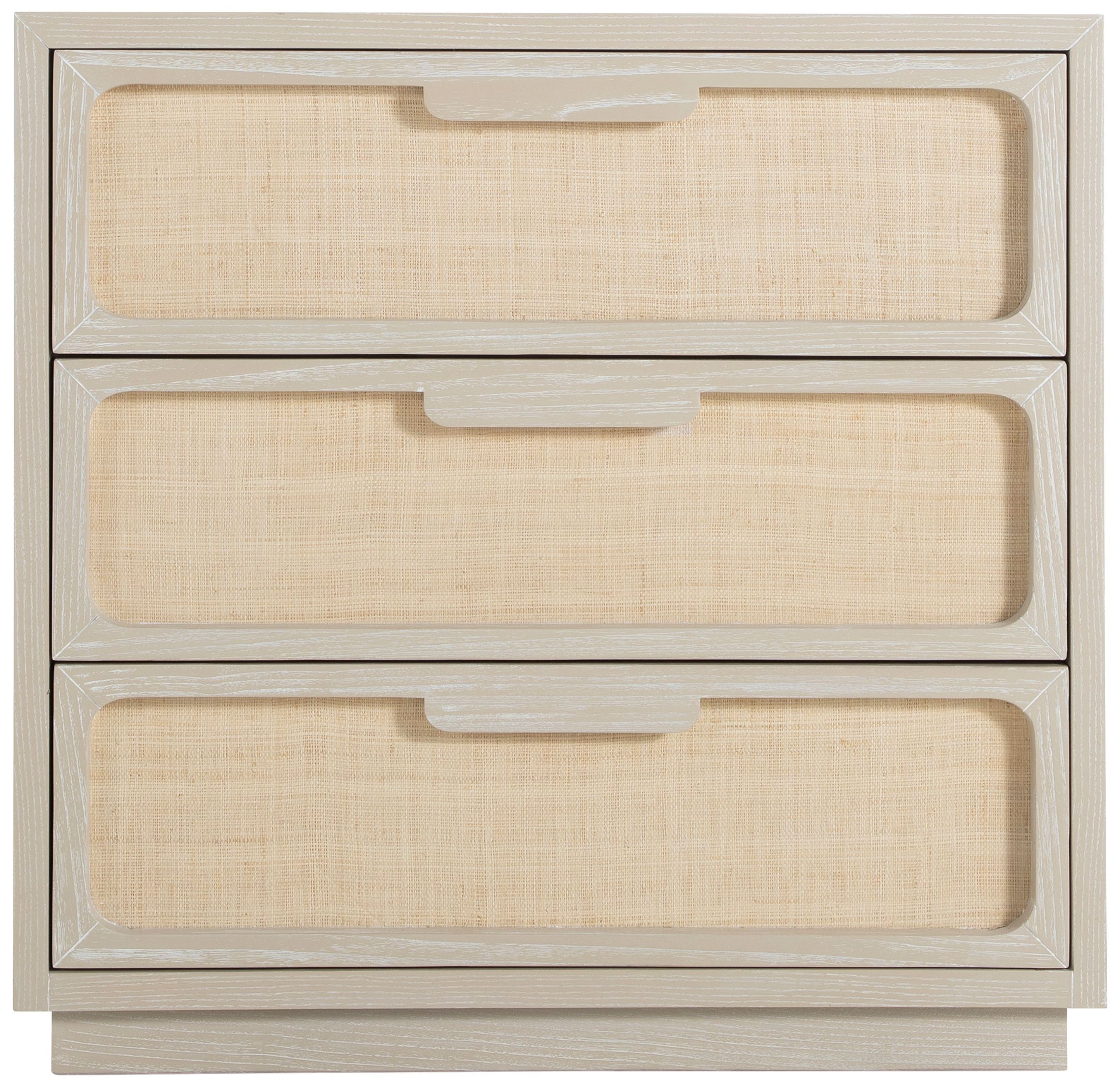 Serini Cerused White and Natural Seagrass 3 Drawer Nightstand From ...