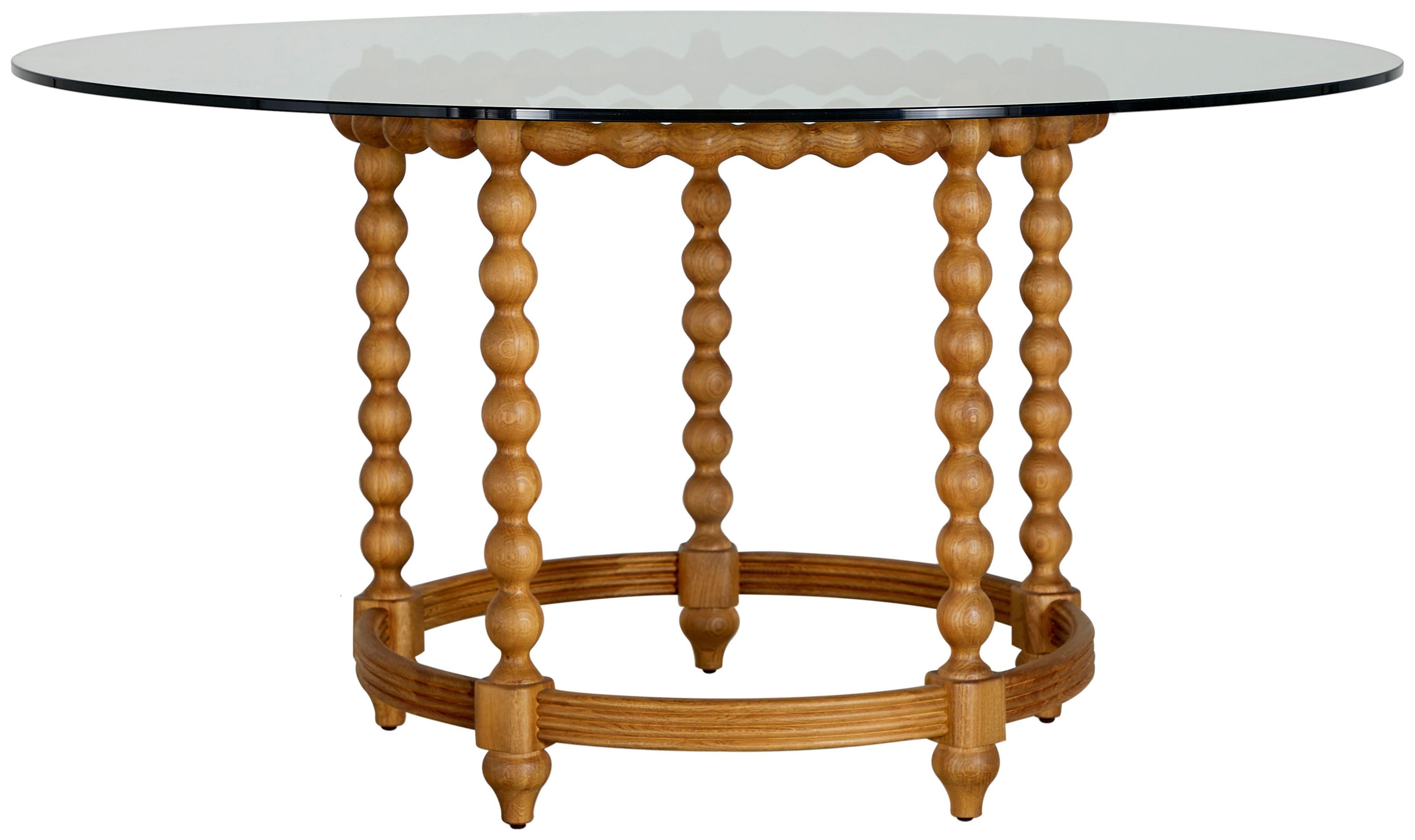 Gwen Satin Oak 56" Round Glass Top Dining Table From Gabby Furniture ...
