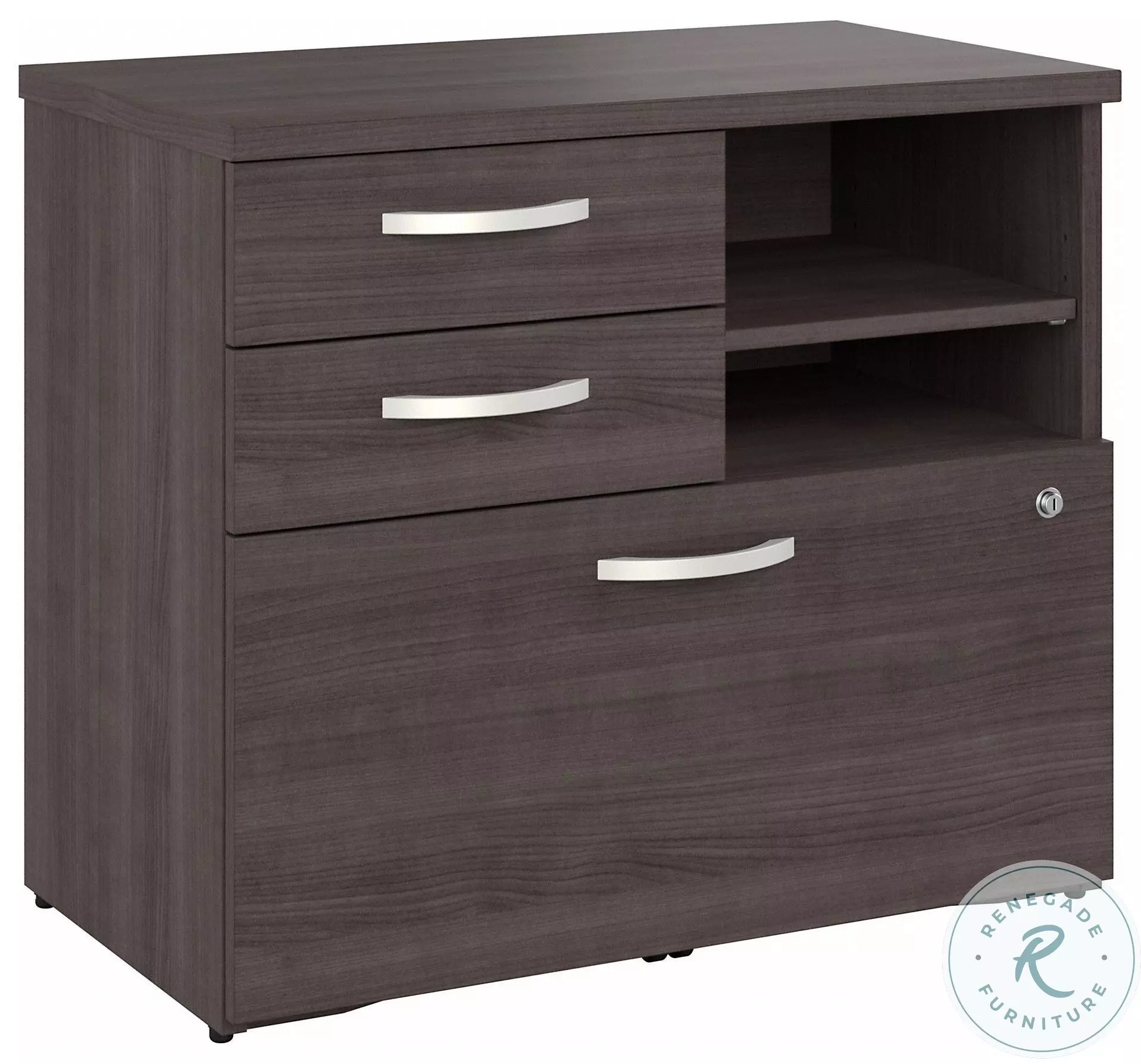 Studio A Storm Gray Office Storage Cabinet with Drawers and Shelves ...