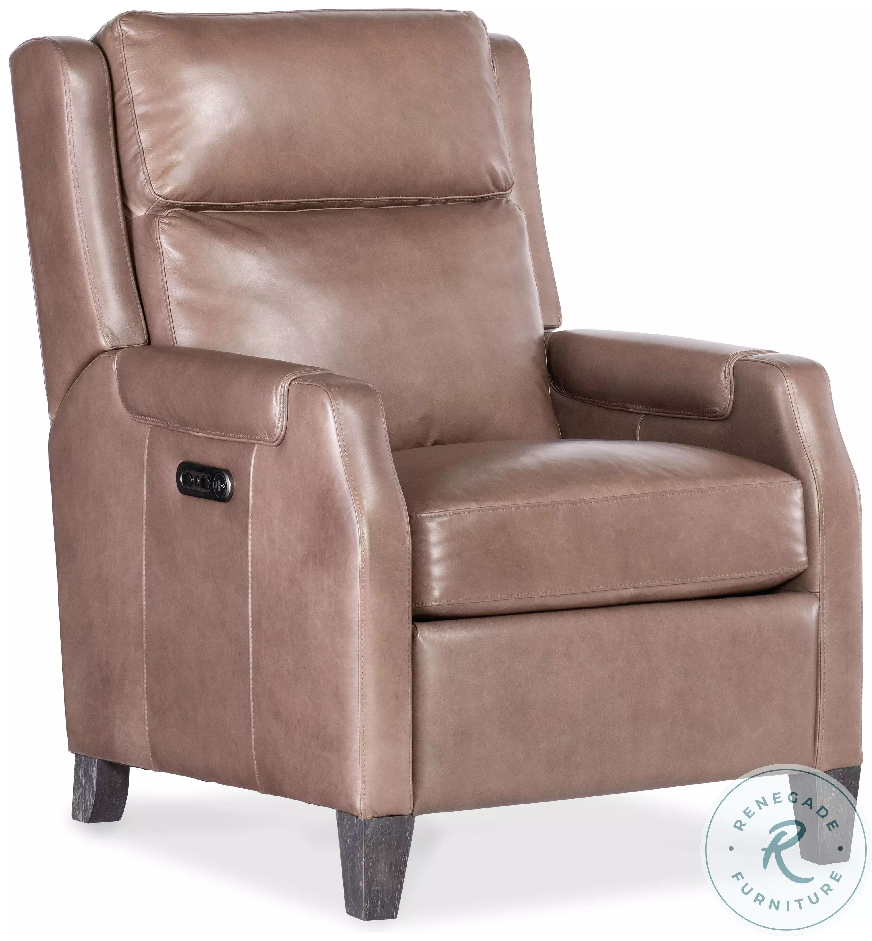 Nelson Light Mocha Leather Power Recliner with Power Headrest From ...