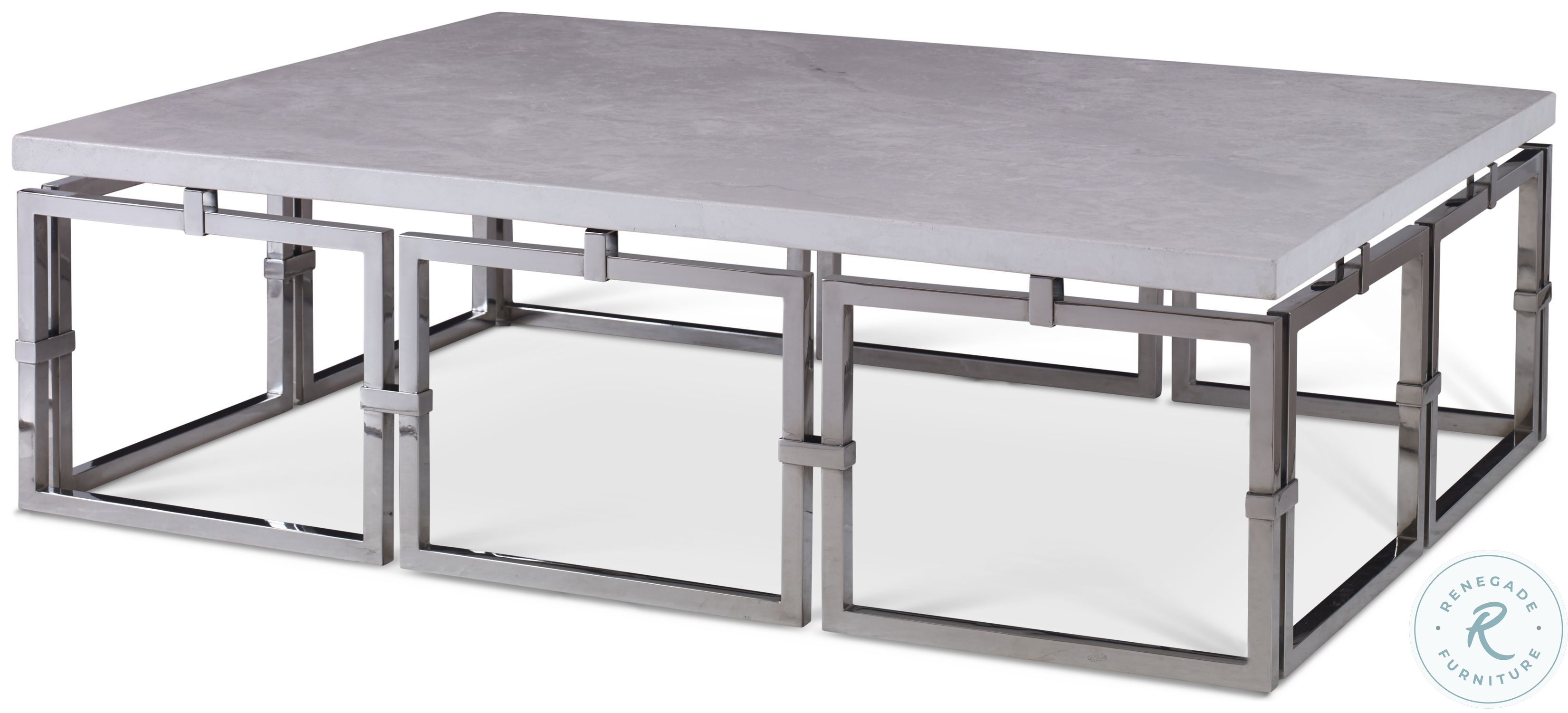 Links Calcutta Scagliola And Stainless Steel Large Cocktail Table From ...