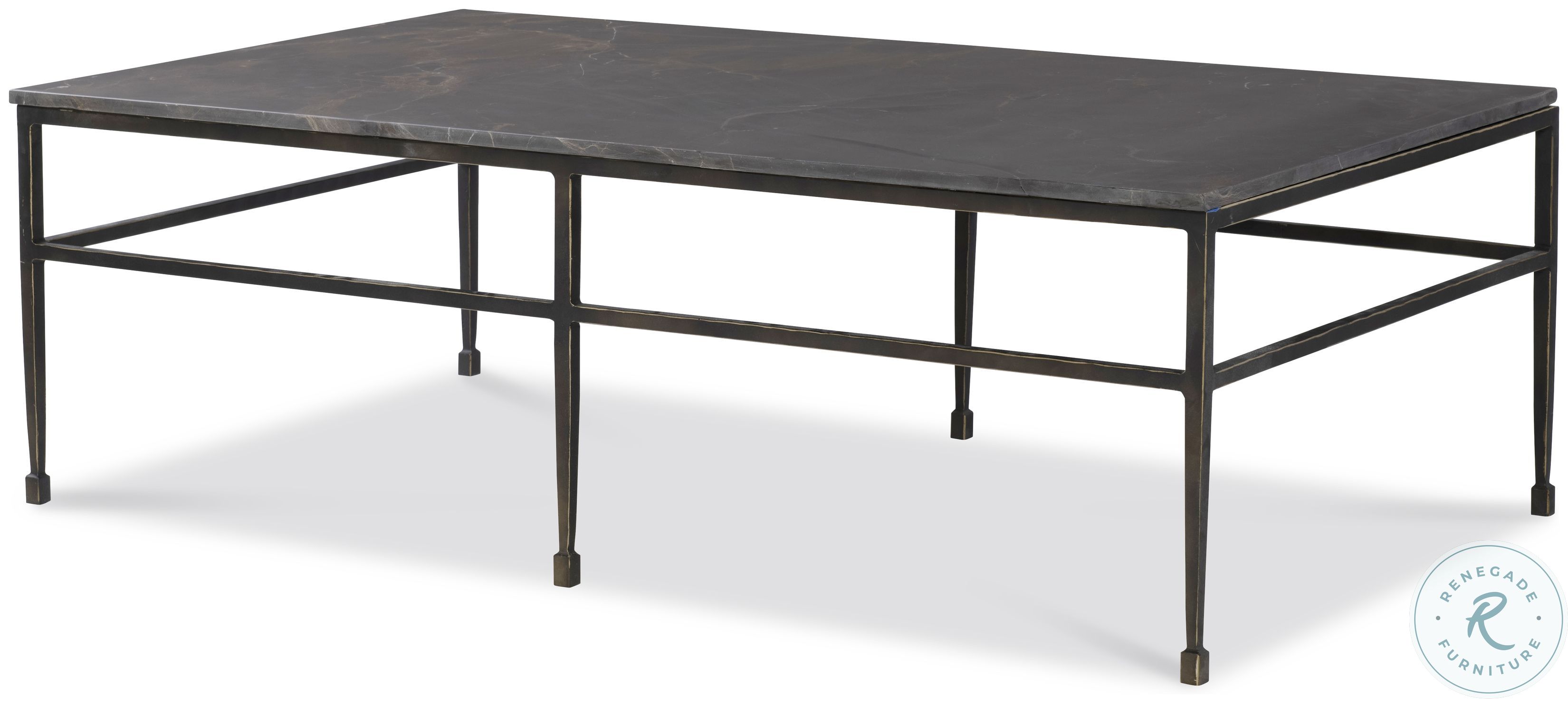 Orvieto Honed Graffito Marble And Bronze Cocktail Table From Century ...