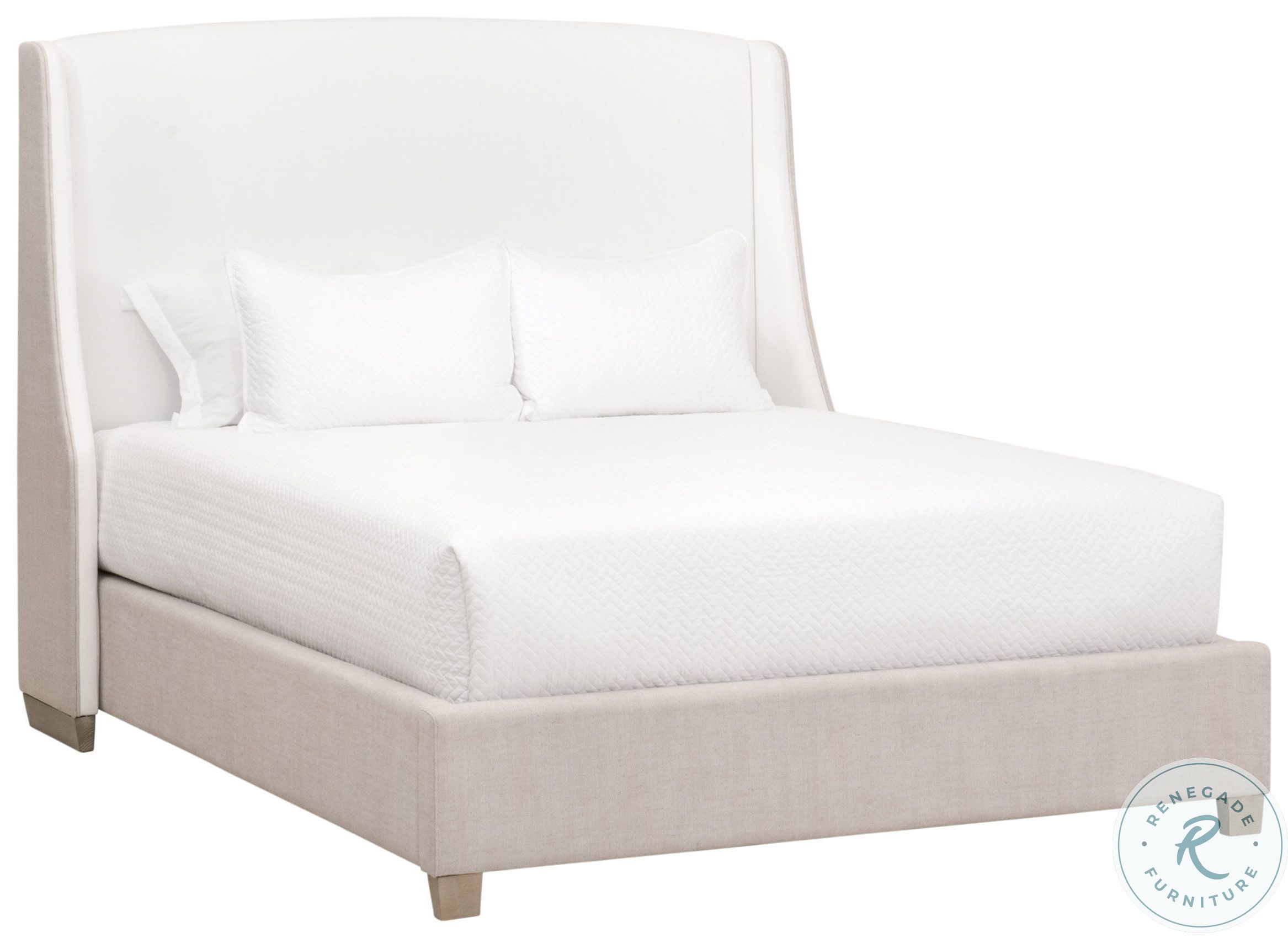 Sloan LiveSmart Peyton Pearl And Bisque Queen Wingback Upholstered ...