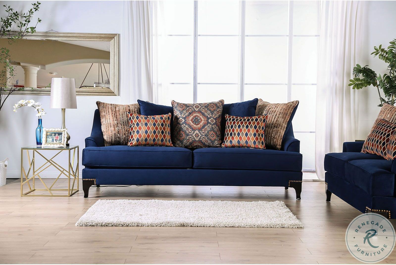 Sisseton Navy Sofa from Furniture of America | Coleman Furniture