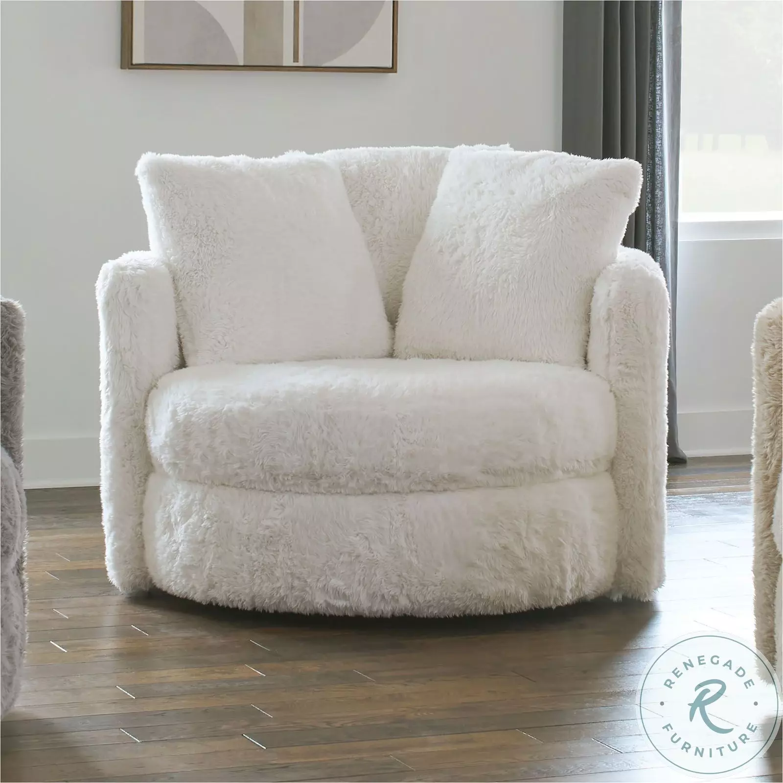 Cochrane White Swivel Chair From Furniture of America | Coleman Furniture