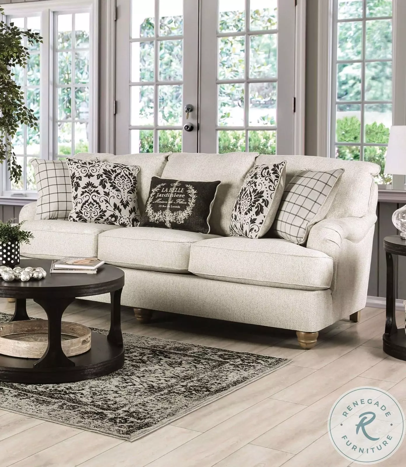 Mossley Ivory Performance Fabric Sofa From Furniture of America ...
