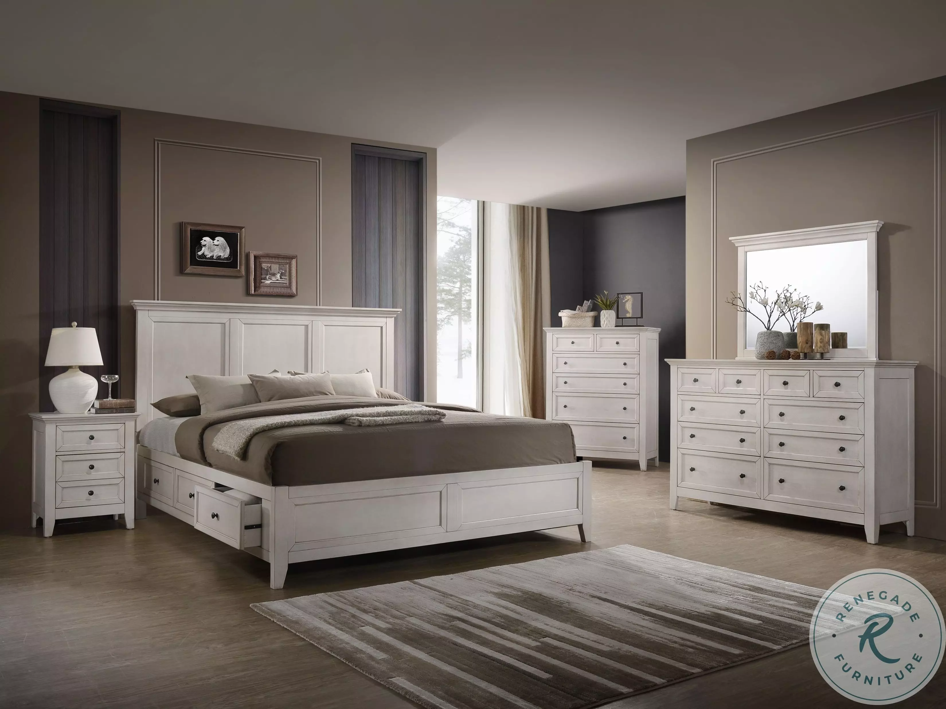 white rustic bedroom set