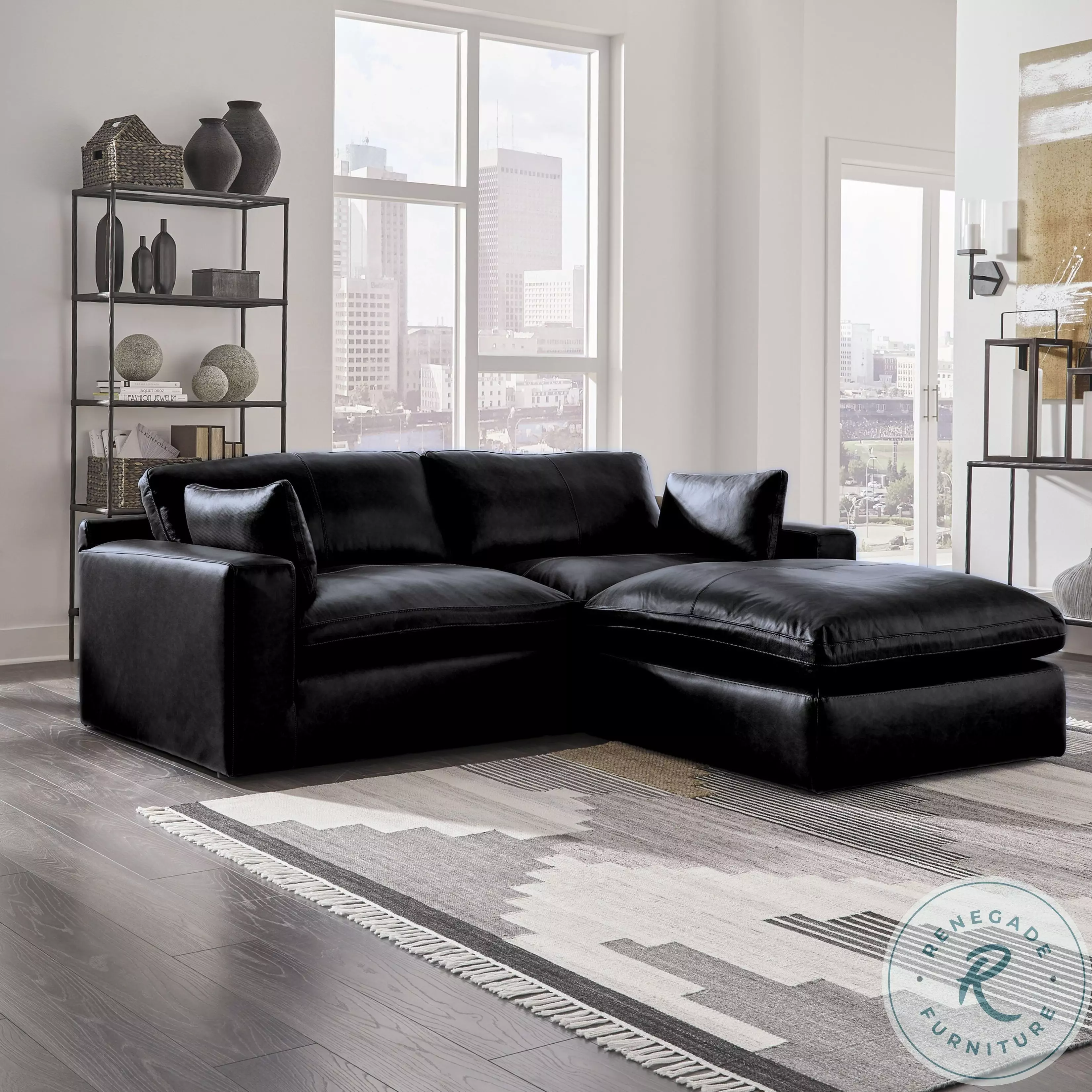 Emilia Black Leather Modular Sectional from Ashley Furniture | Coleman ...