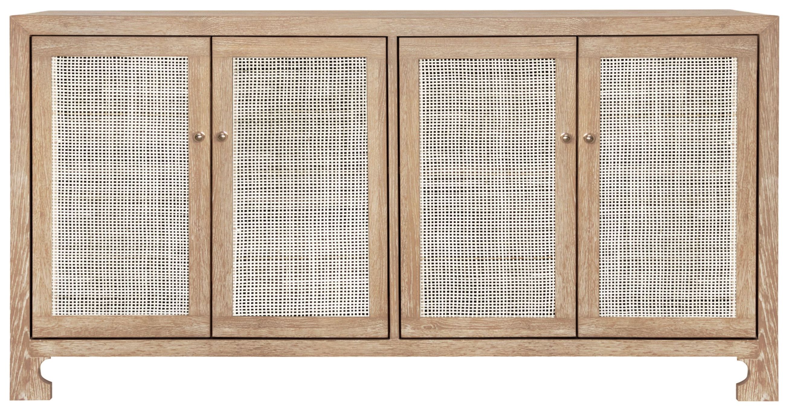 Sofia Cerused Oak 4 Door Cabinet from Worlds Away | Coleman Furniture