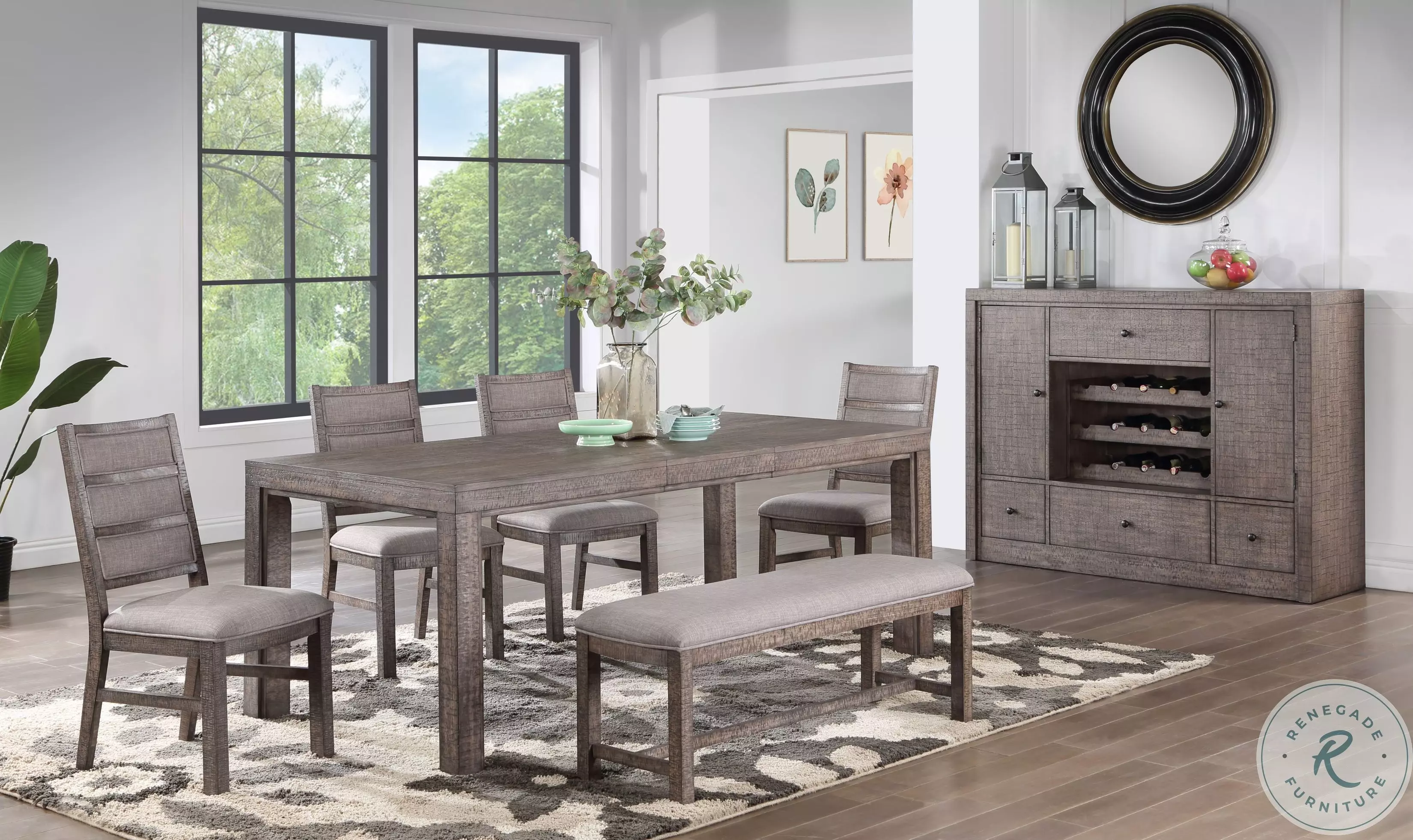 Spring Haven Distressed Dark Gray Leg Dining Room Set From Home Gallery ...