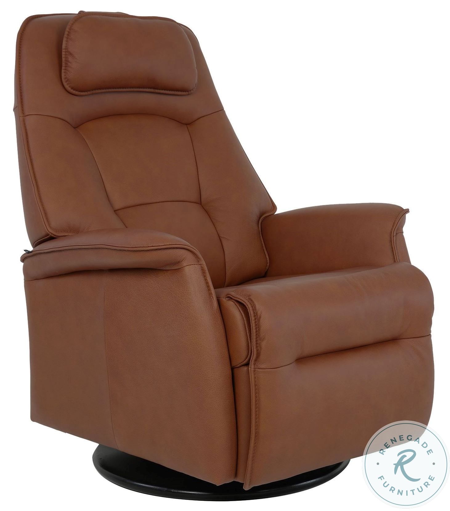 Stockholm Brown Leather Swivel Glider Small Power Recliner From Fjords ...
