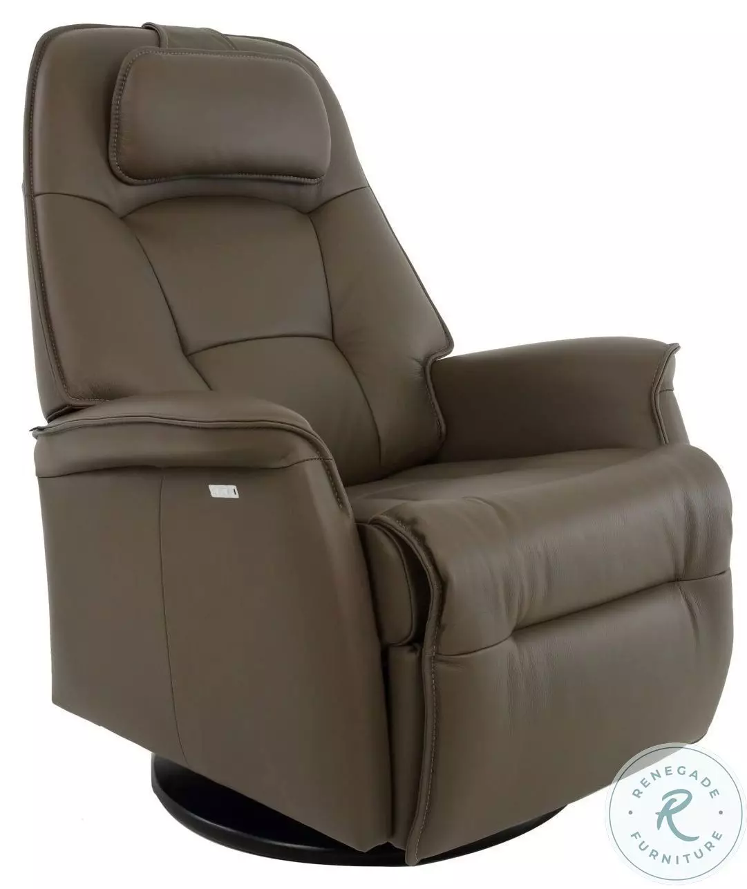 Stockholm Safari Leather Swivel Glider Large Power Recliner From Fjords ...