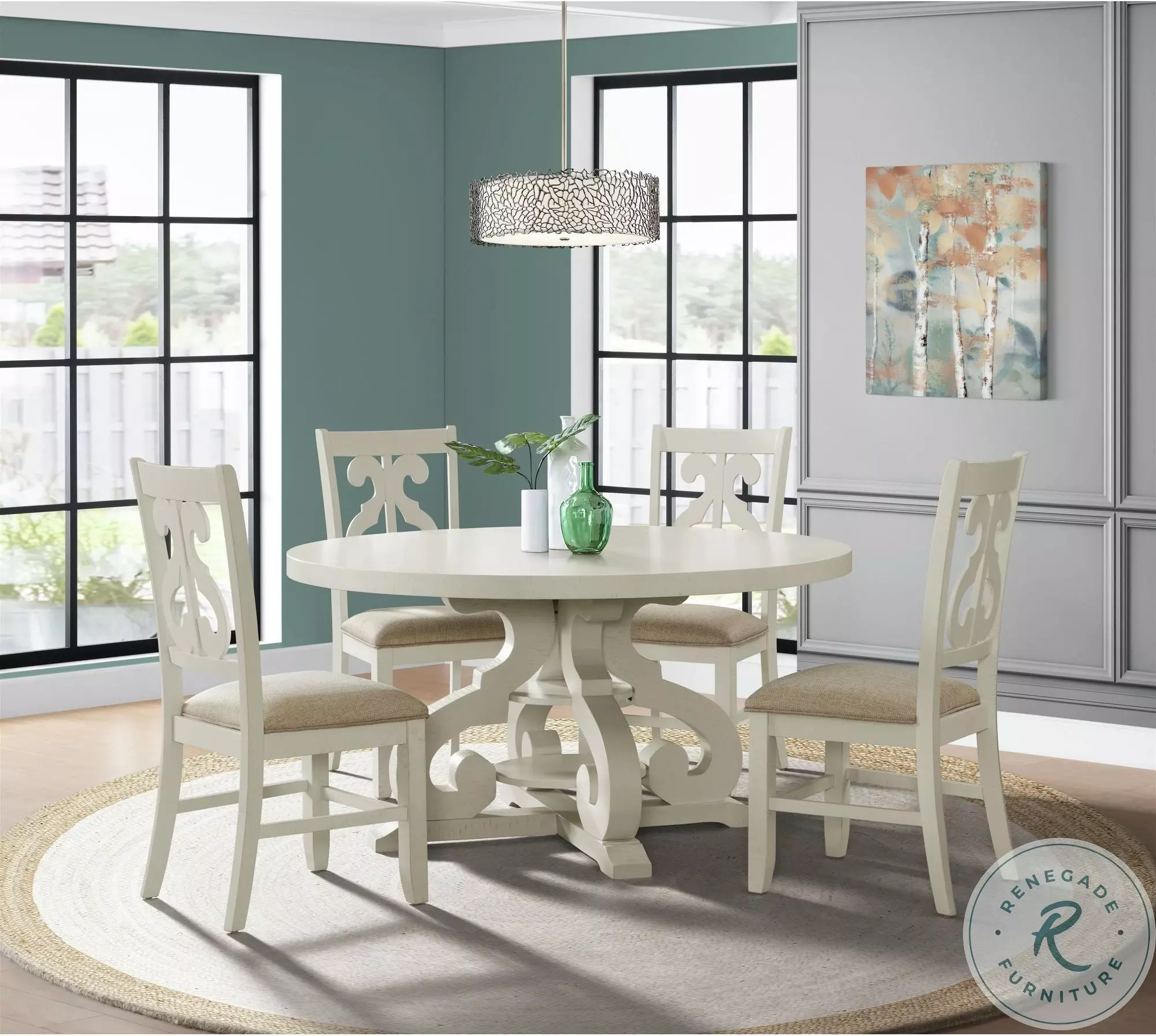 Stanford Stone White Round Dining Room Set From Home Gallery Stores ...