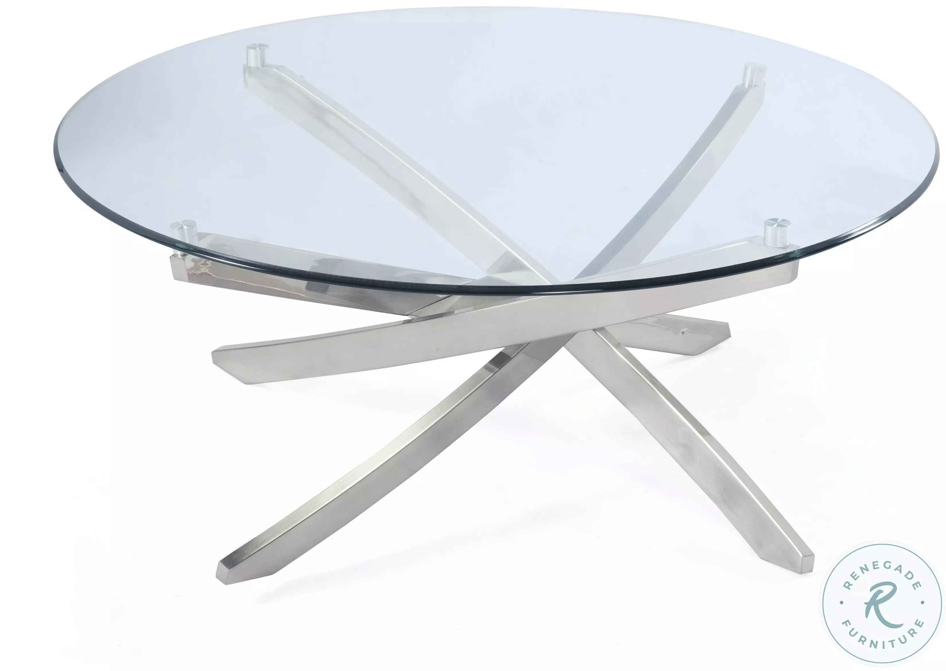 Nola Brushed Nickel Round Cocktail Table From Crafted Spaces | Coleman ...