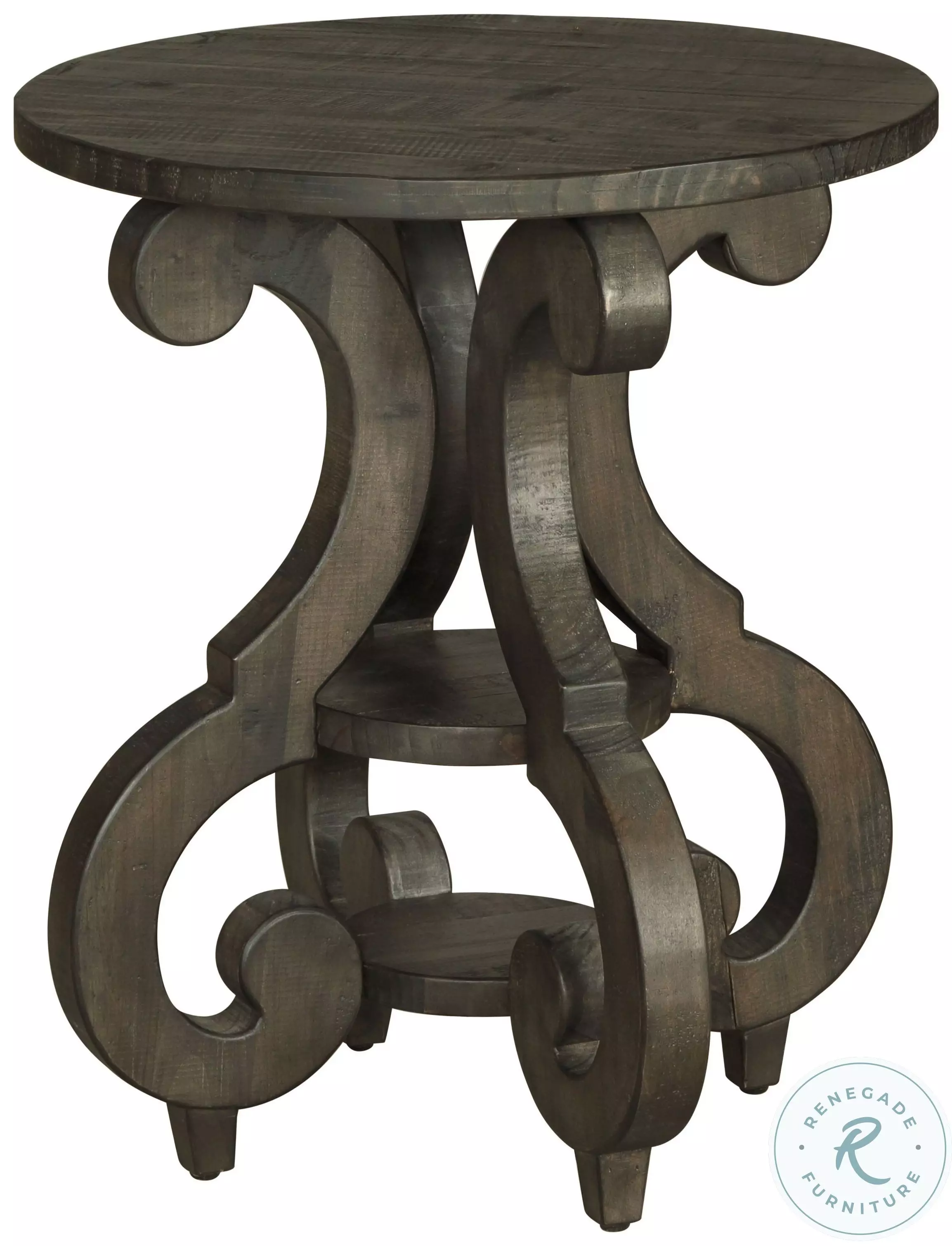 Bellamy Deep Weathered Pine Round Accent End Table from Magnussen Home ...