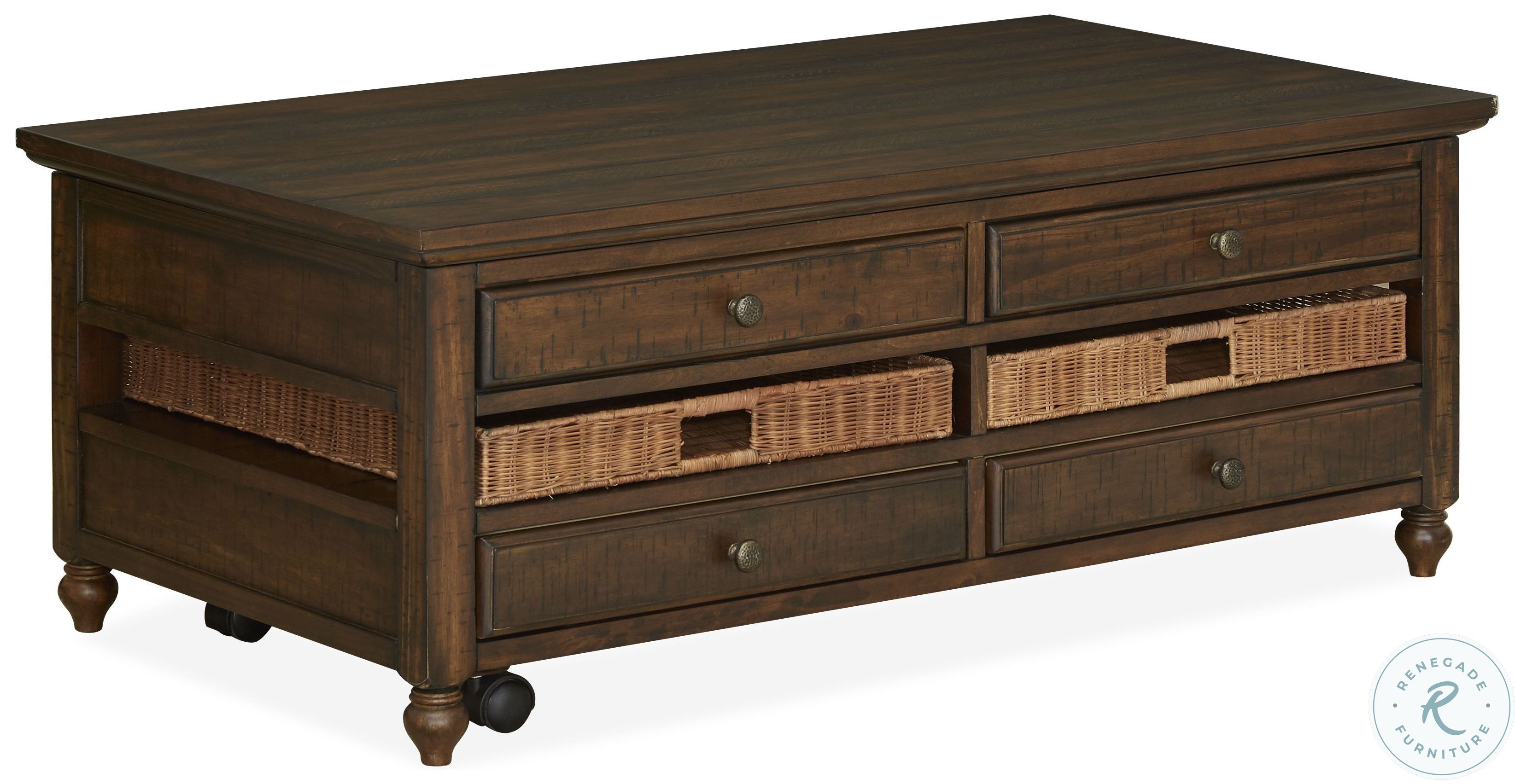 Cottage Lane Coffee Wood Rectangular Lift-Top Cocktail Table from ...