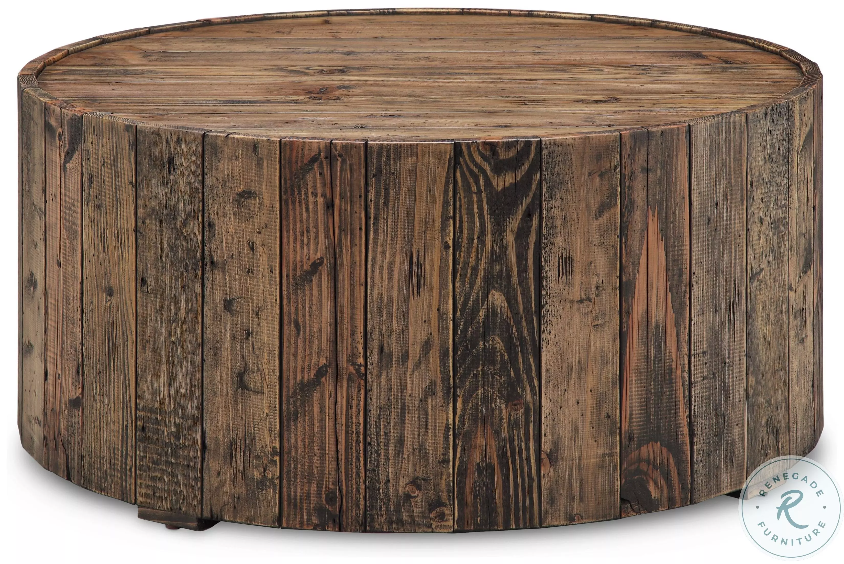 Montana Rustic Pine Round Cocktail Table From Crafted Spaces | Coleman Furniture