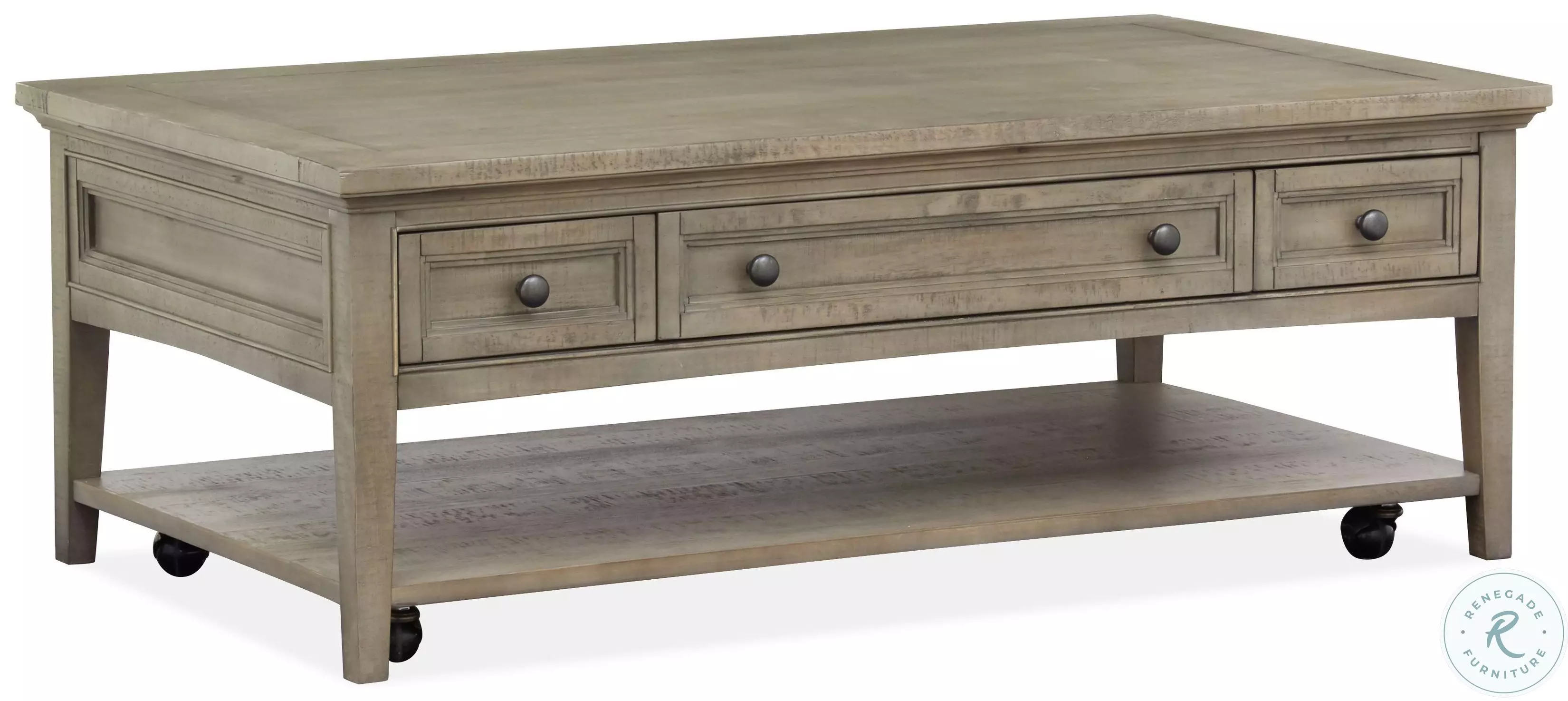 Paxton Place Dovetail Grey Rectangle Castered Cocktail Table from ...