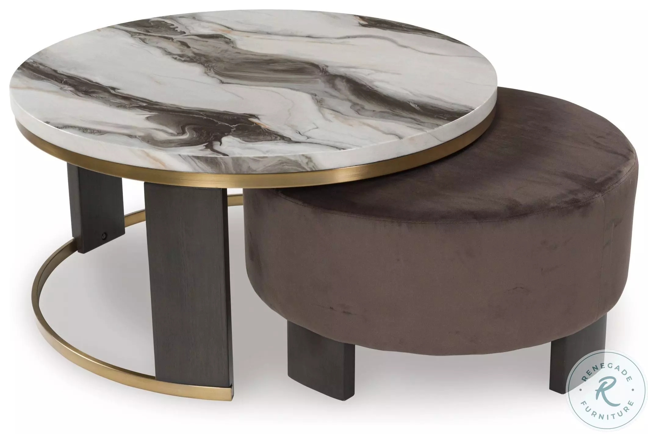 Jazmore Brown And Brass Nesting Coffee Table Set From Ashley Furniture ...