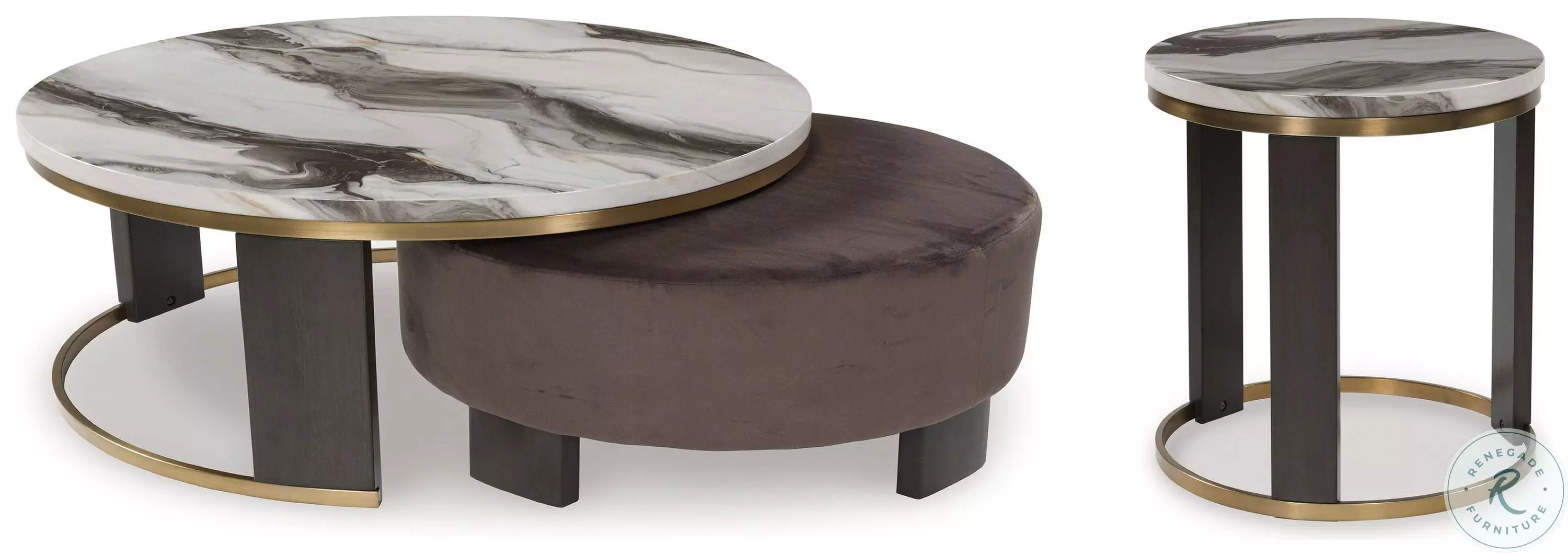 Jazmore Brown And Brass Nesting Occasional Table Set from Ashley Furniture | Coleman Furniture