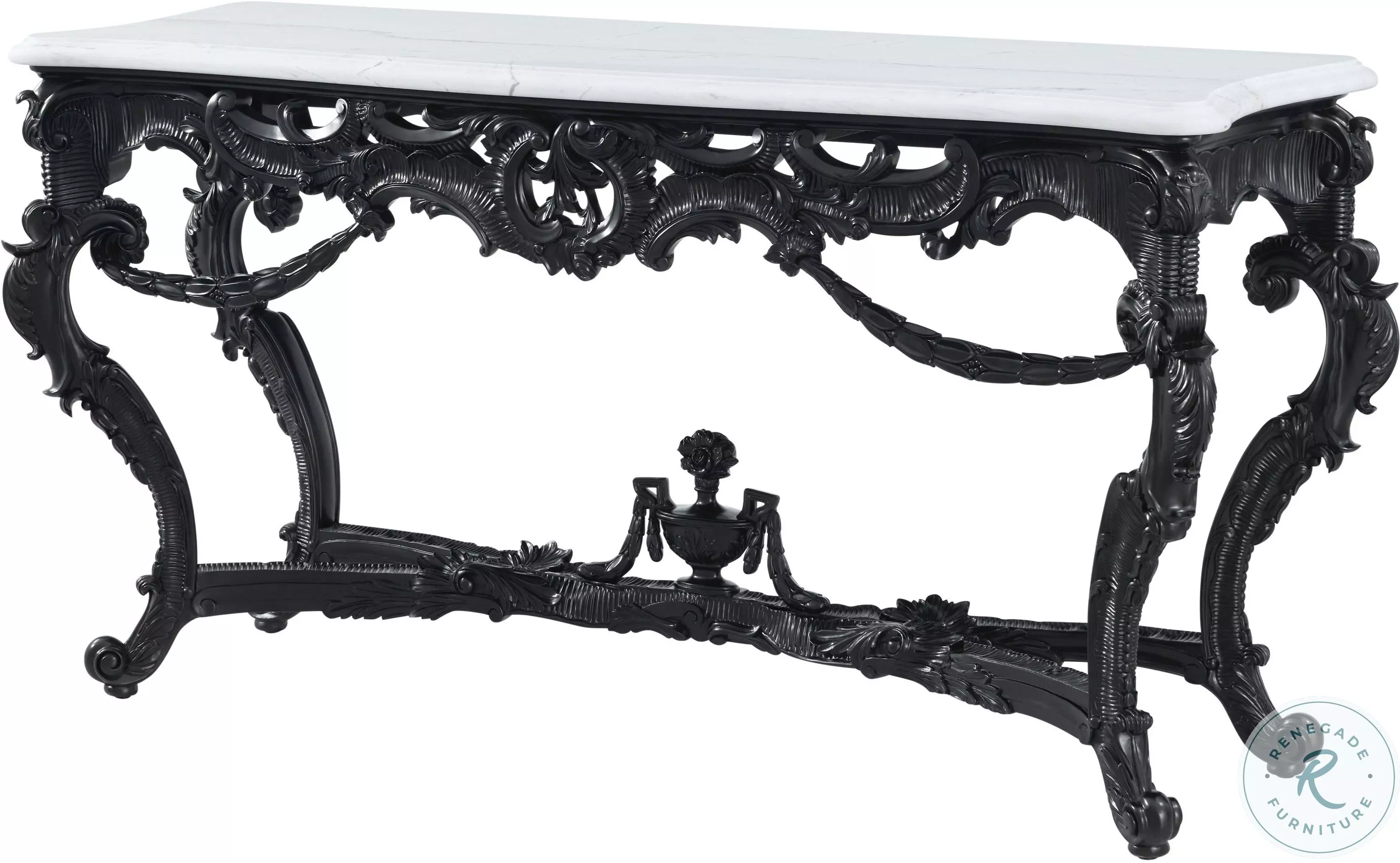 Spencer London One Fifth Black Rococo 74" Rectangular Console Table ...