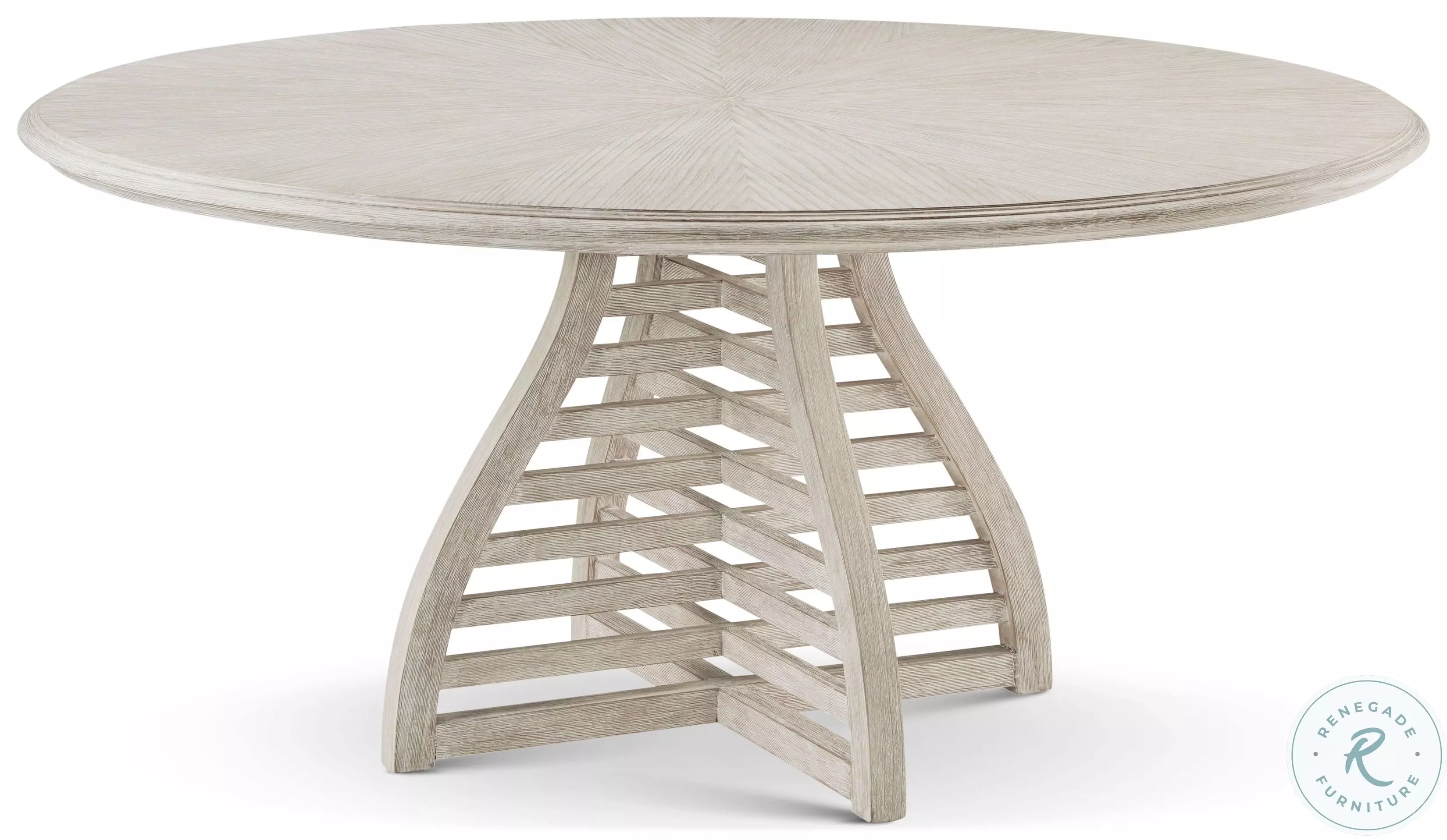 Breeze Sea Salt Slatted 64" Round Dining Table From Theodore Alexander ...