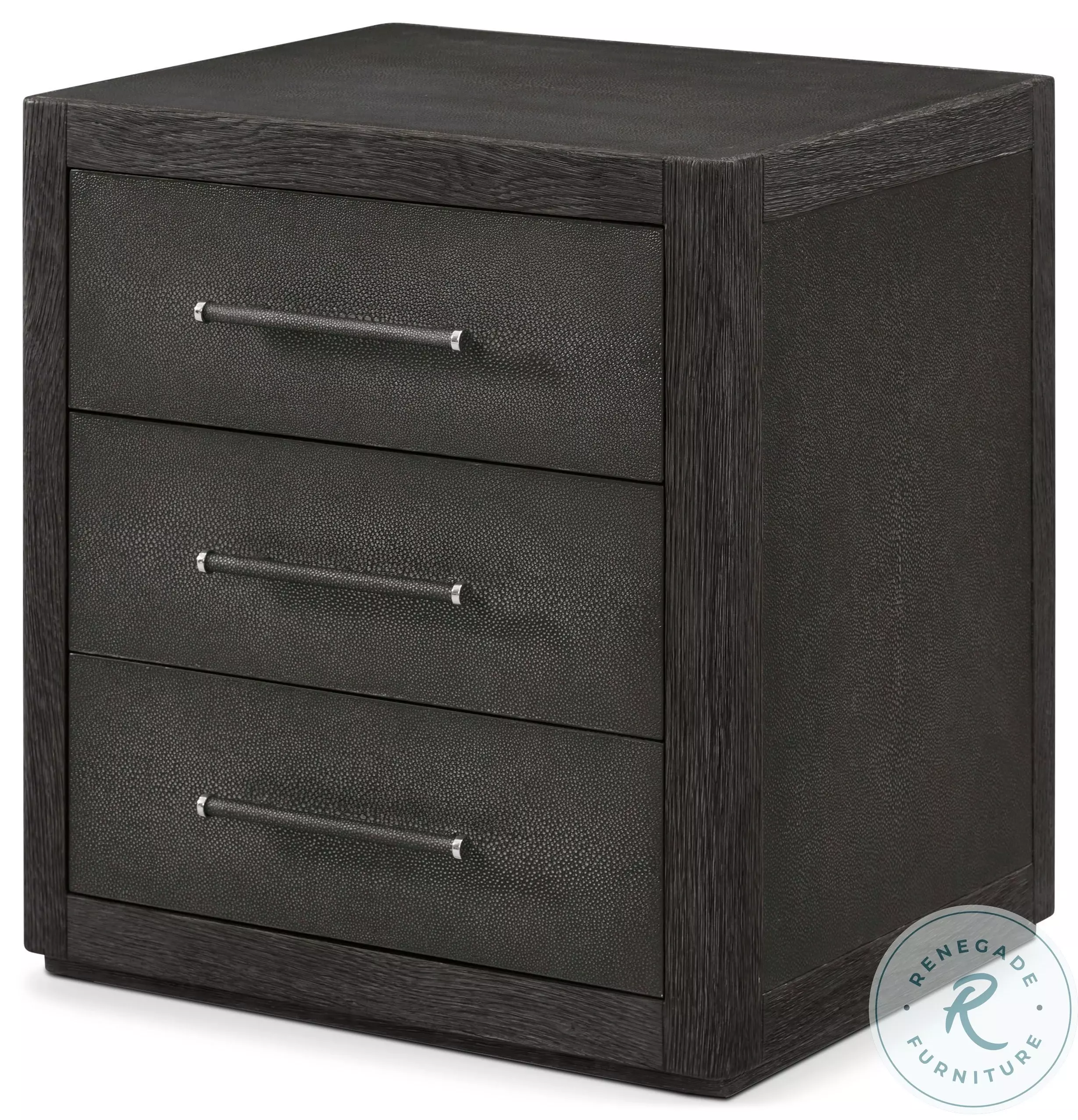 Maxwell Obsidian And Shagreen Small 3 Drawer Nightstand From Theodore ...