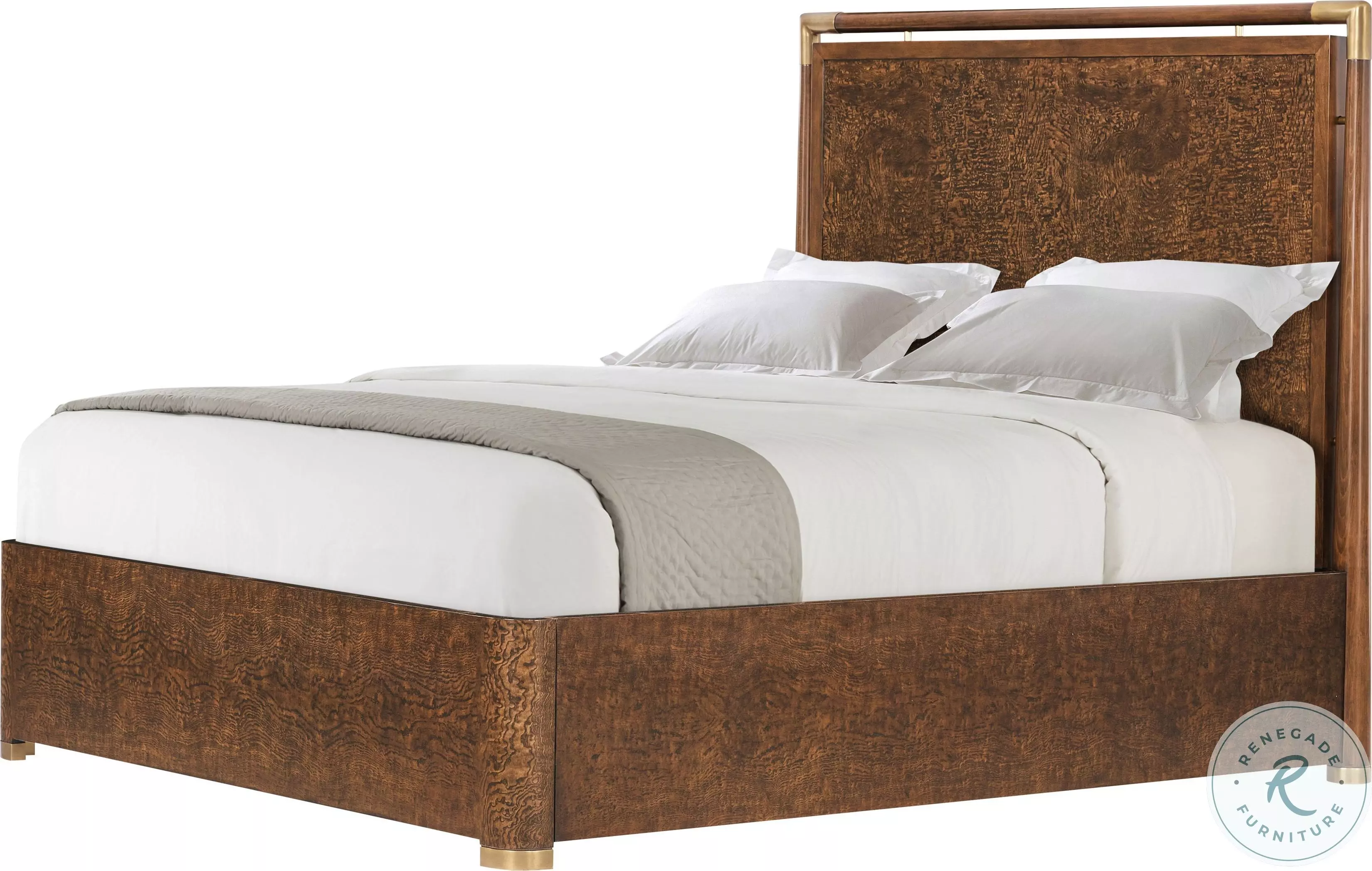 Kesden Pyramid Brown Wood Queen Low Profile Panel Bed From Theodore ...