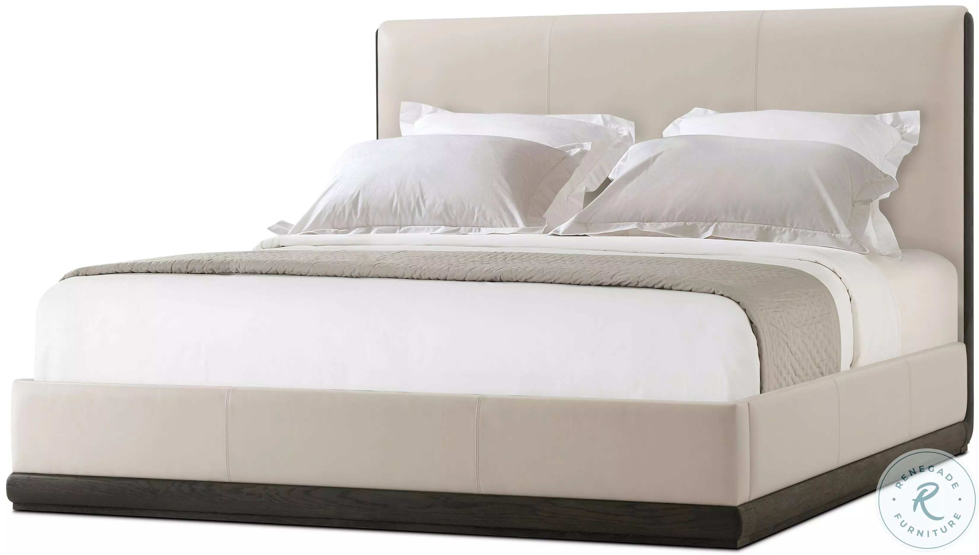 Repose Charcoal Oak Upholstered King Low Profile Panel Bed with Trim ...