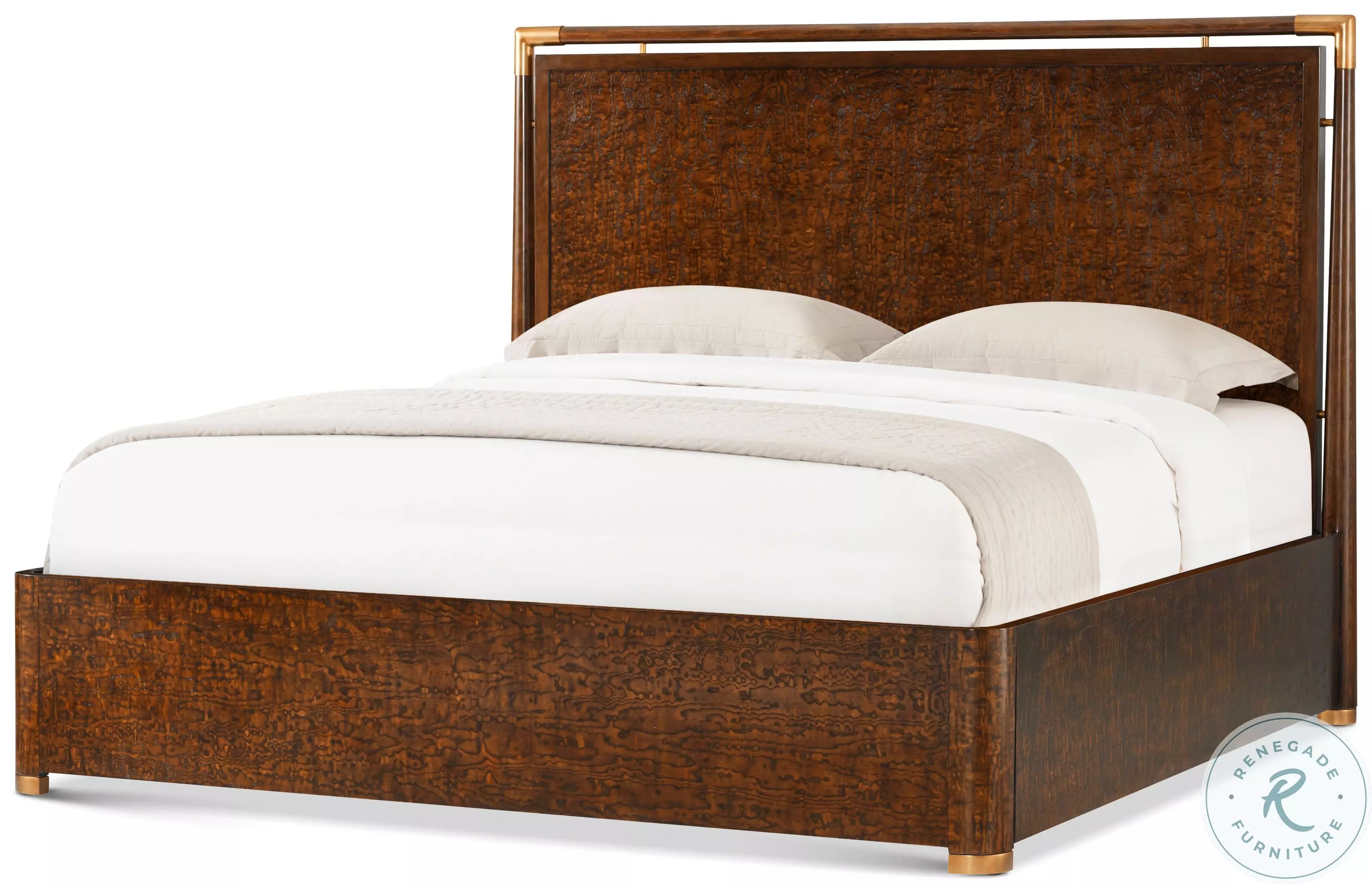 Kesden Pyramid Brown Wood California King Low Profile Panel Bed From ...