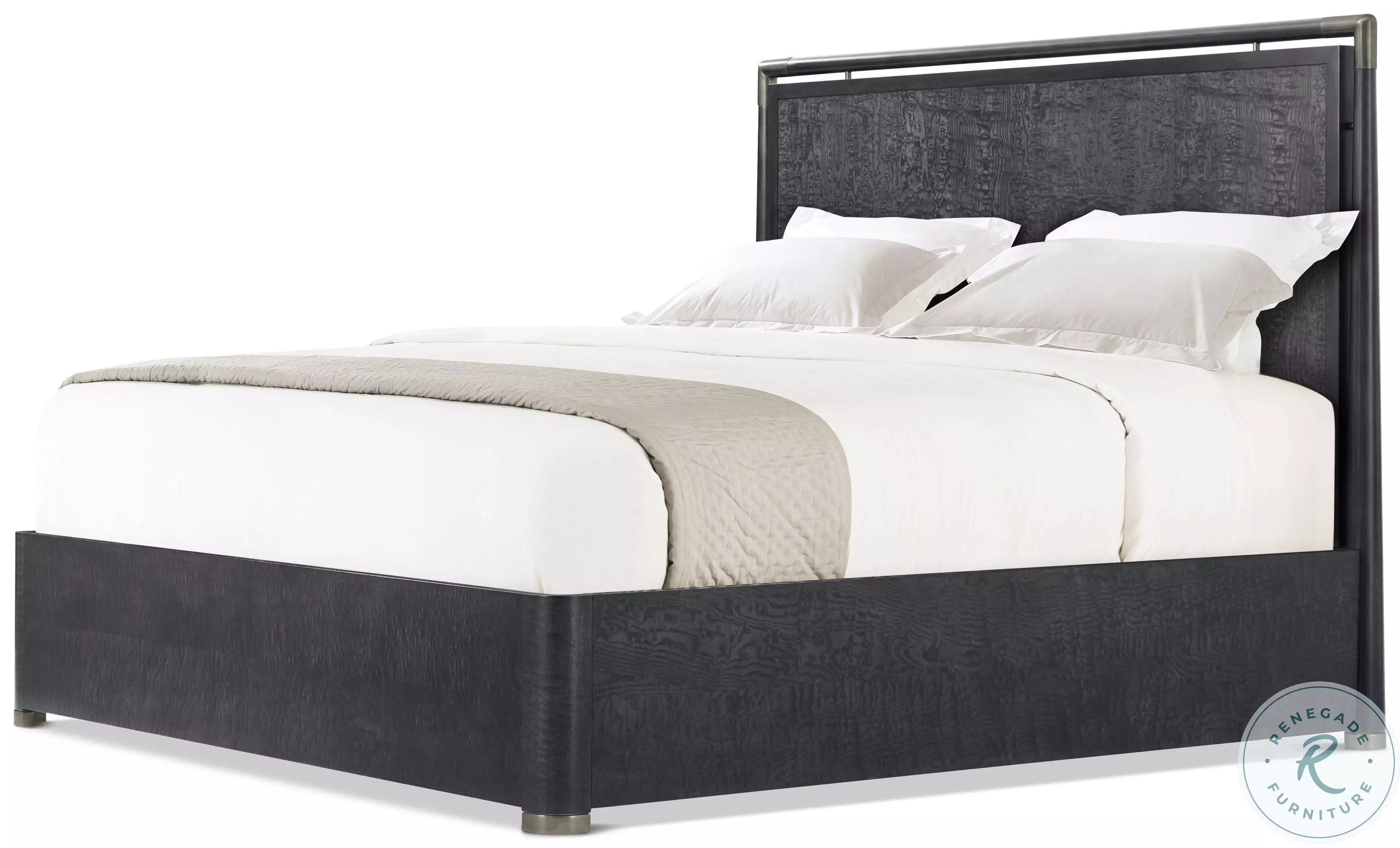 Kesden Silent Black Wood King Low Profile Panel Bed From Theodore ...