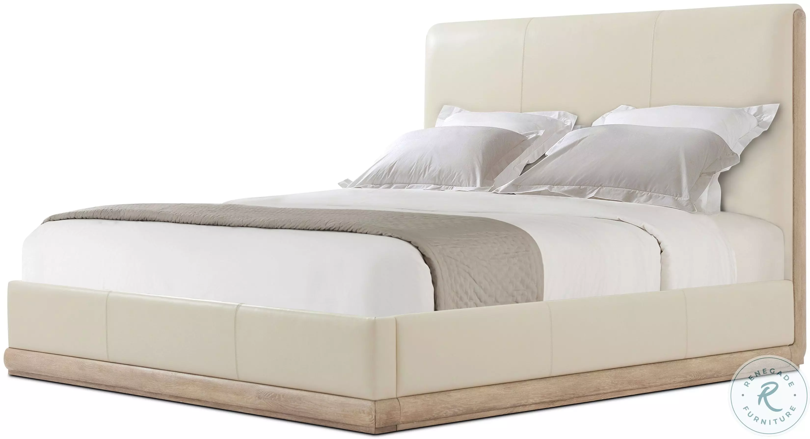 Repose Grey Oak Upholstered California King Low Profile Panel Bed From ...