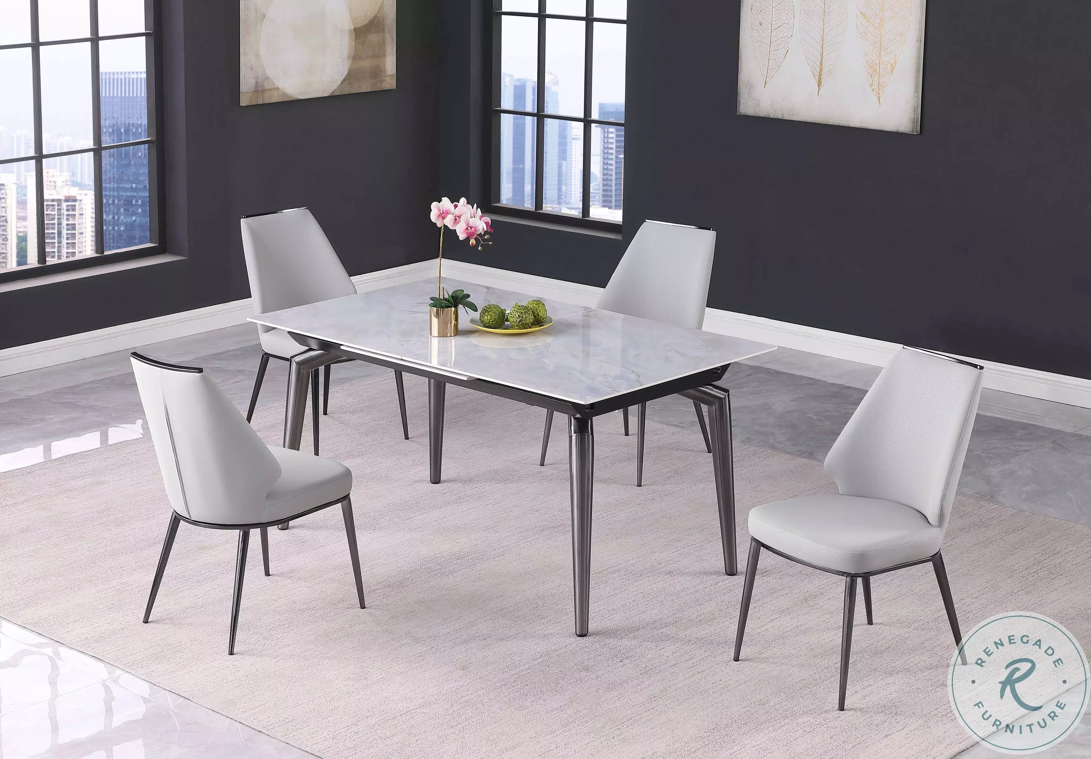 Tabatha Gloss Gray And Graphite Extendable Dining Room Set from ...