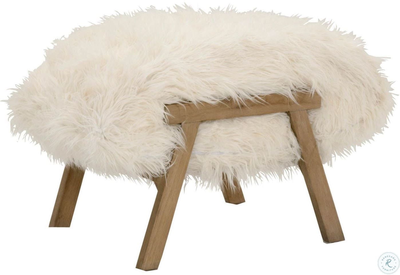 Tibet White Fur Ottoman From Essentials for Living | Coleman Furniture