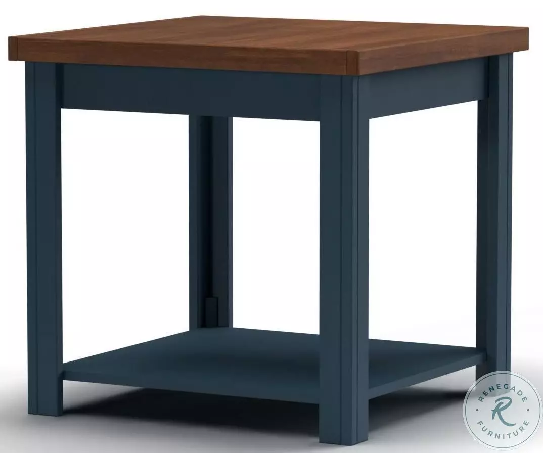 Nantucket Blue Denim And Whiskey Side Table From Home Gallery Stores | Home Gallery Stores