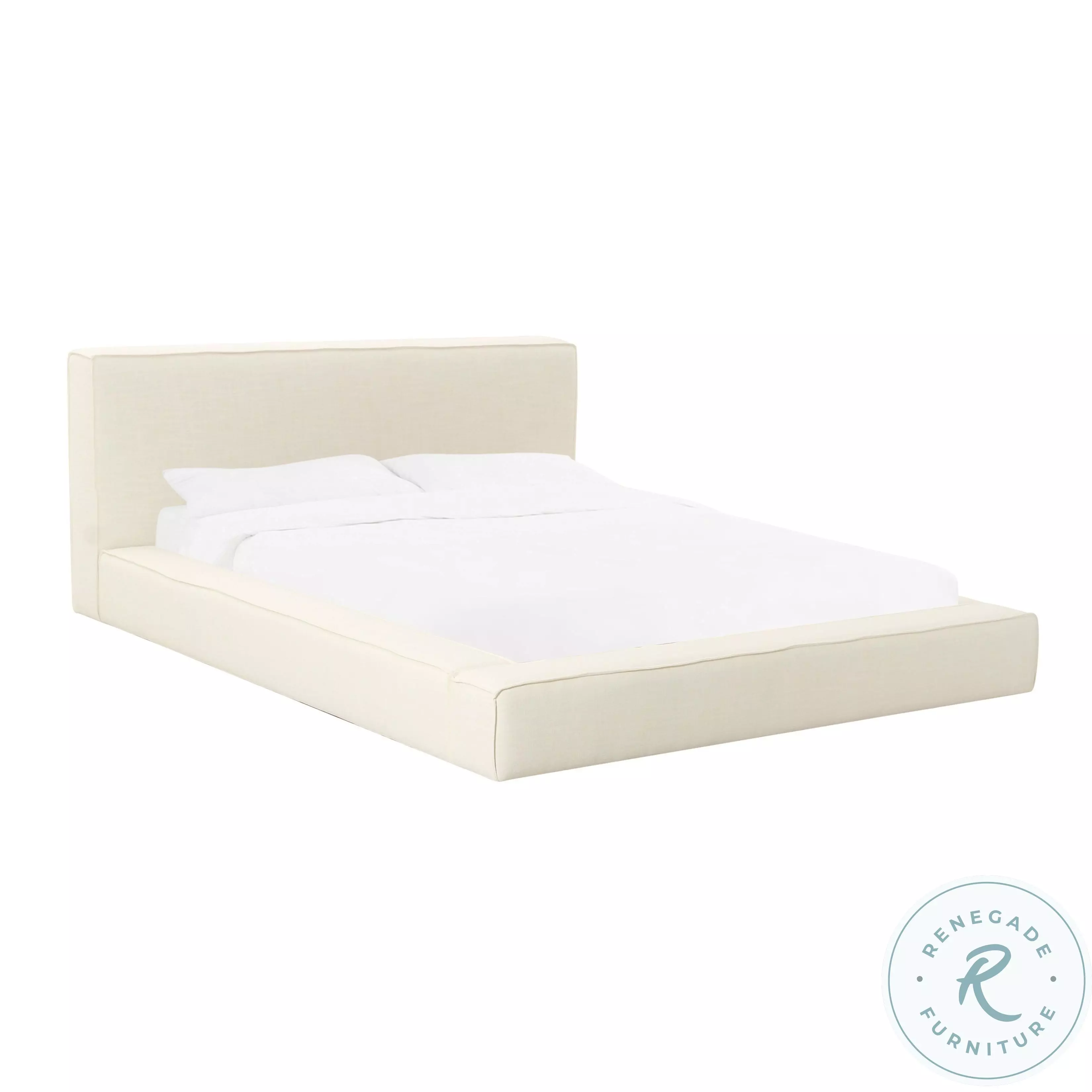 Olafur Cream Linen Queen Upholstered Panel Bed From Home Gallery Stores ...