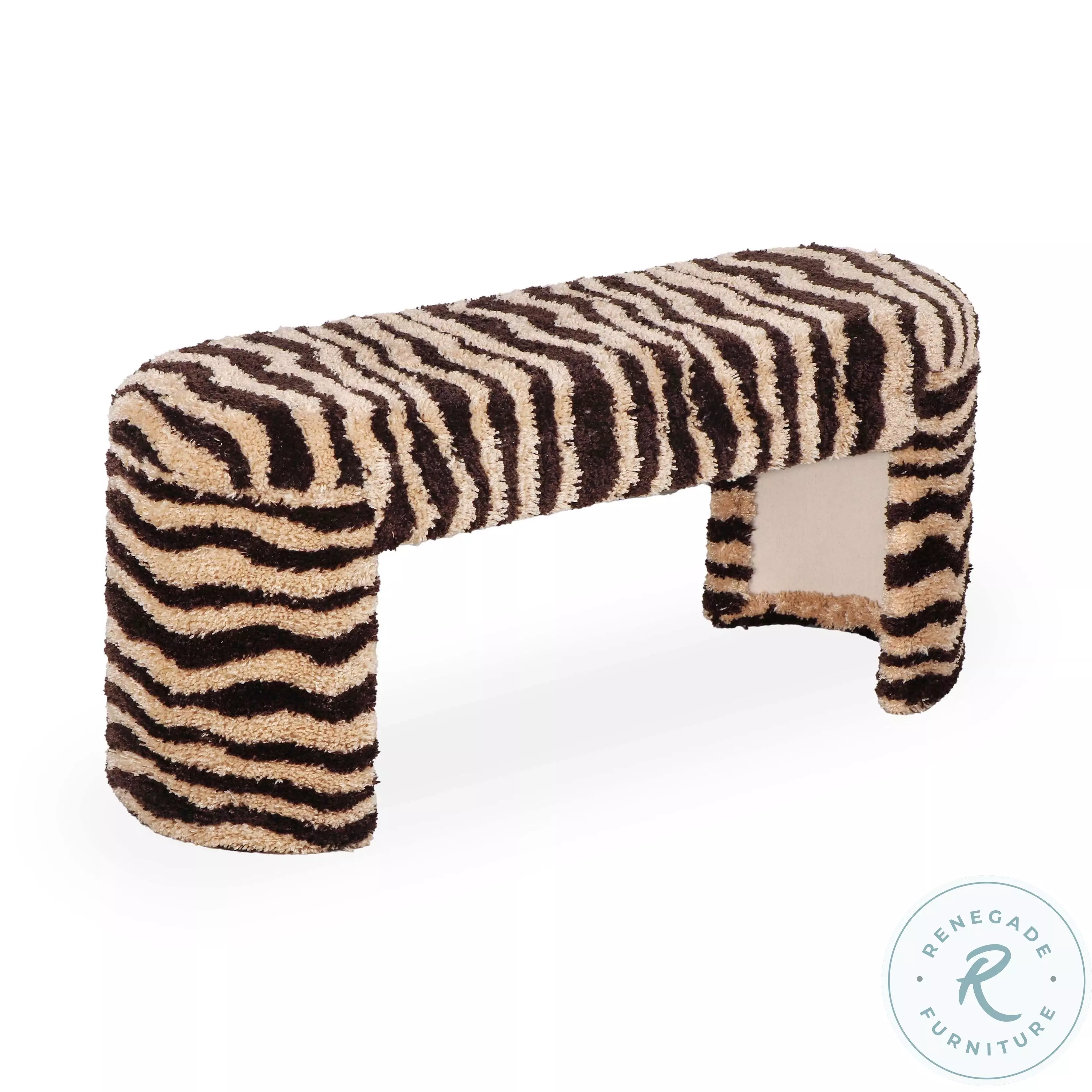 Zebra Brown Striped Tufted Bench From TOV | Coleman Furniture