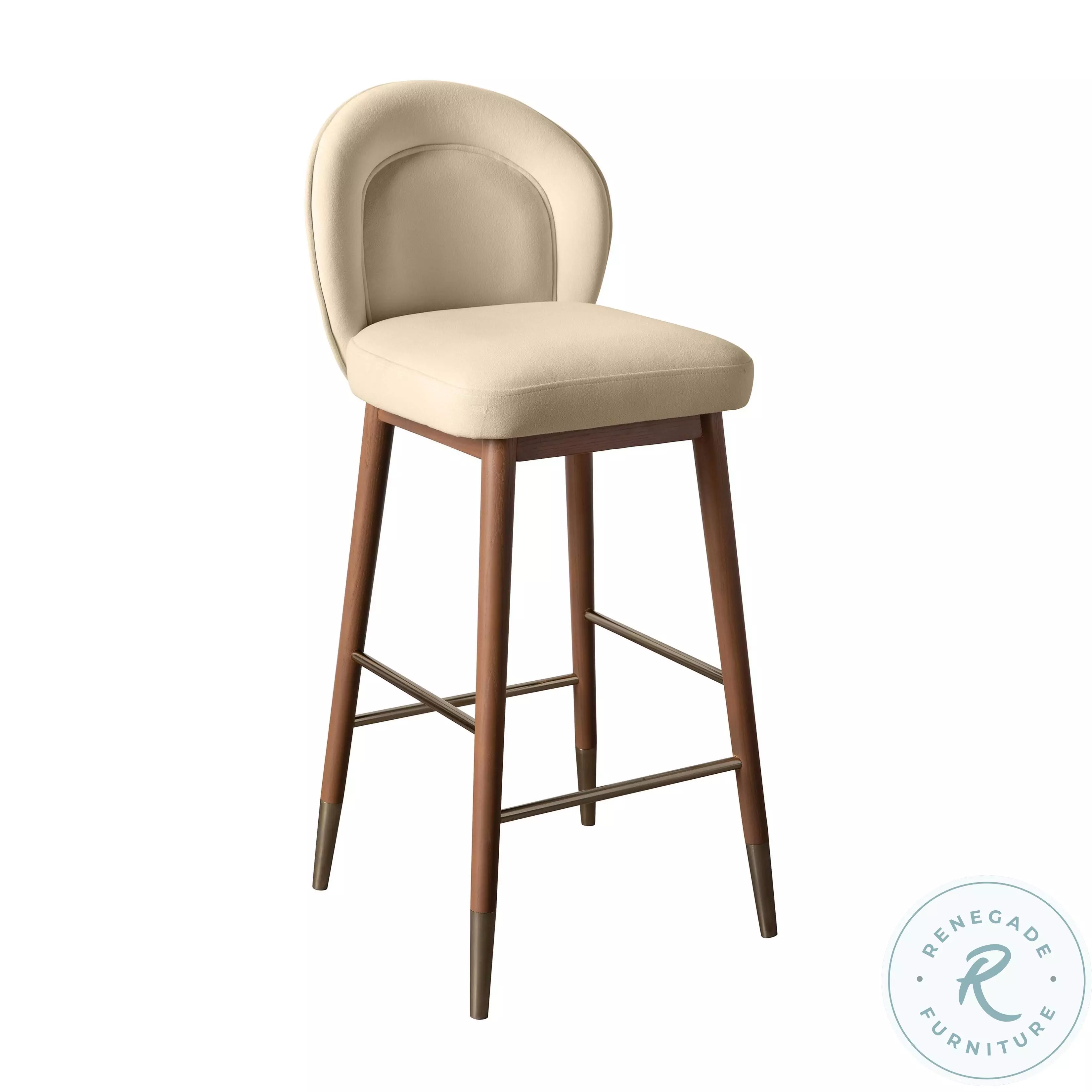 Hailey Cream Velvet Counter Height Stool From TOV | Coleman Furniture