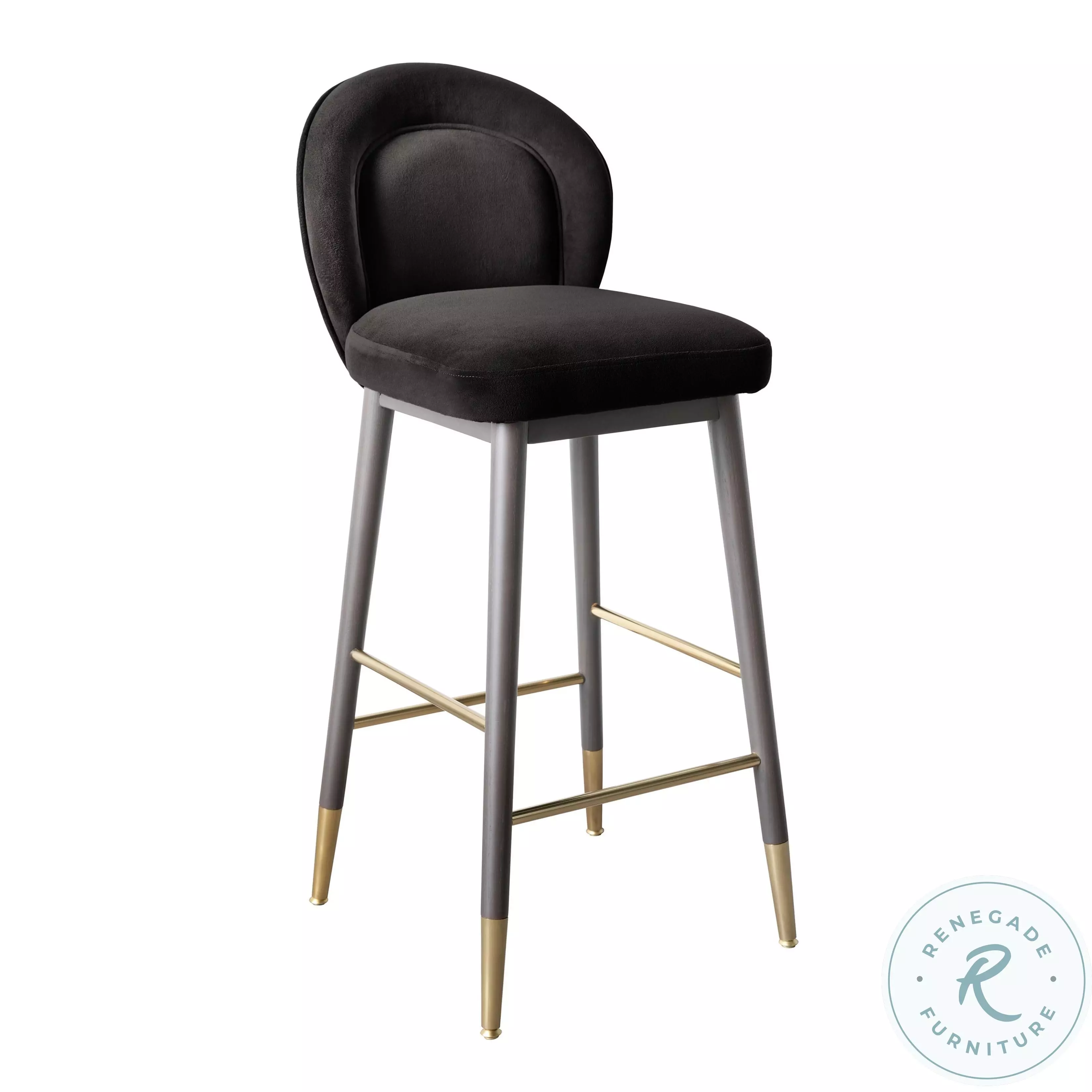 Hailey Charcoal Grey Velvet Counter Height Stool From TOV | Coleman ...
