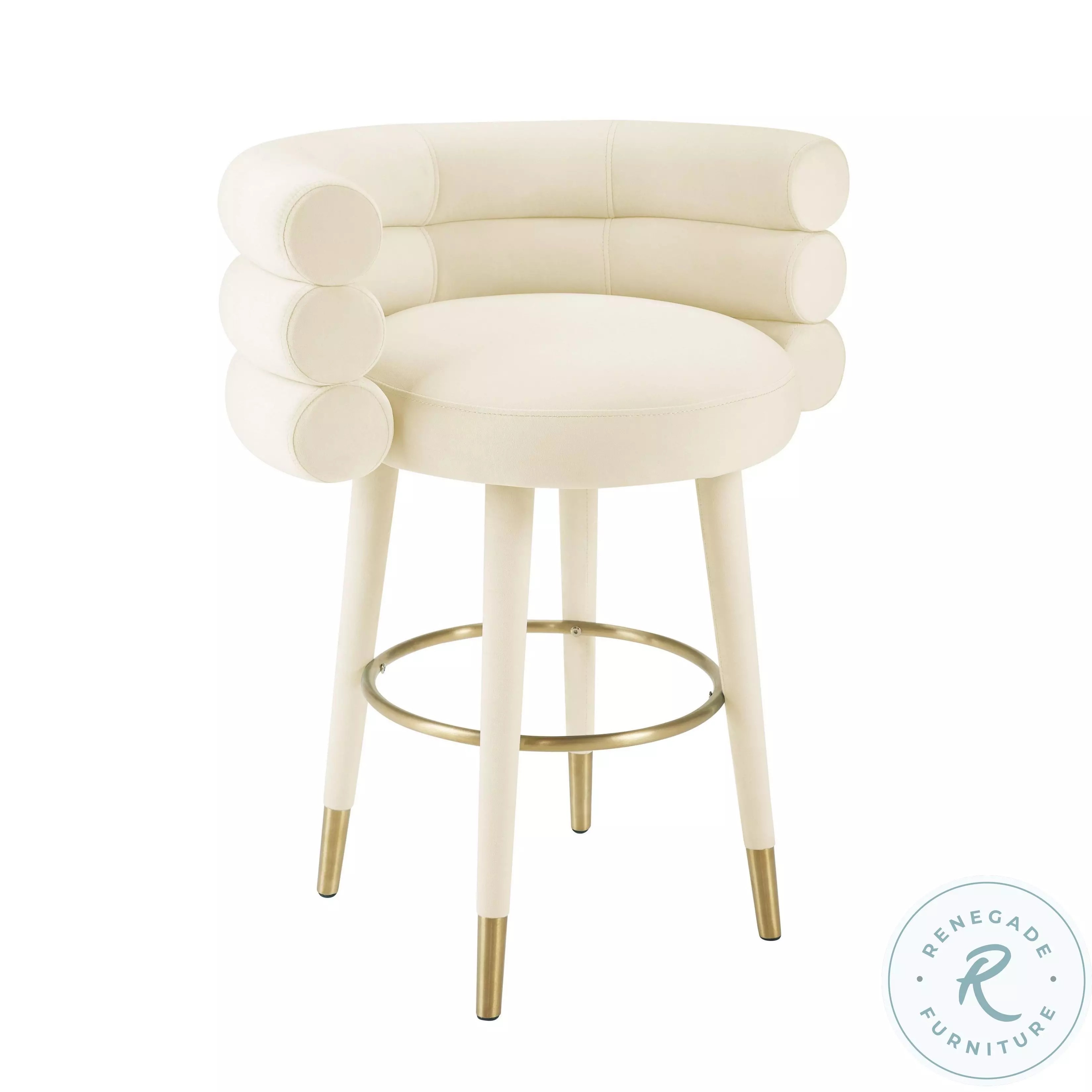 Betty Cream Velvet Counter Height Stool From TOV | Coleman Furniture