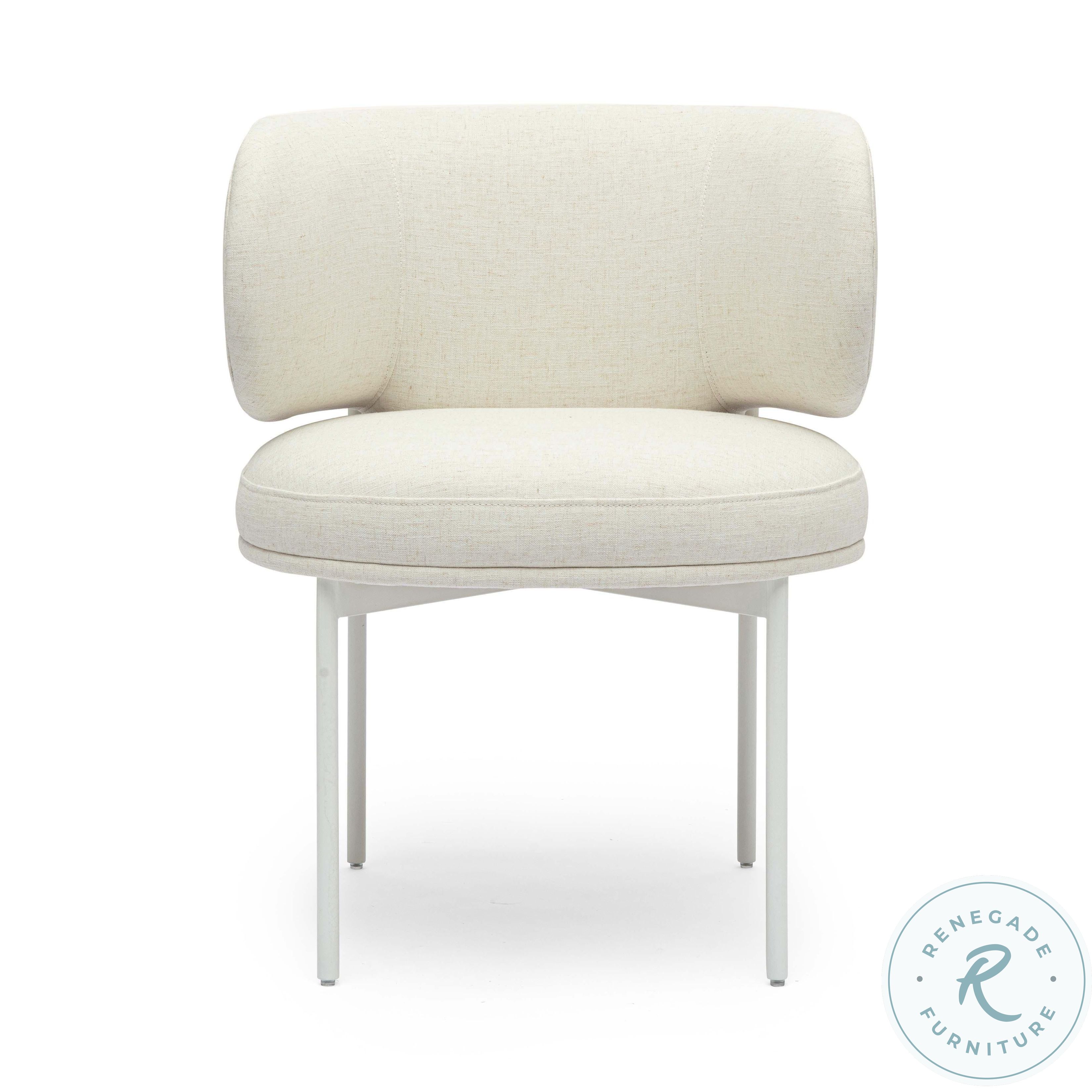 Maureen Cream Performance Upcycled Linen Dining Chair From TOV ...