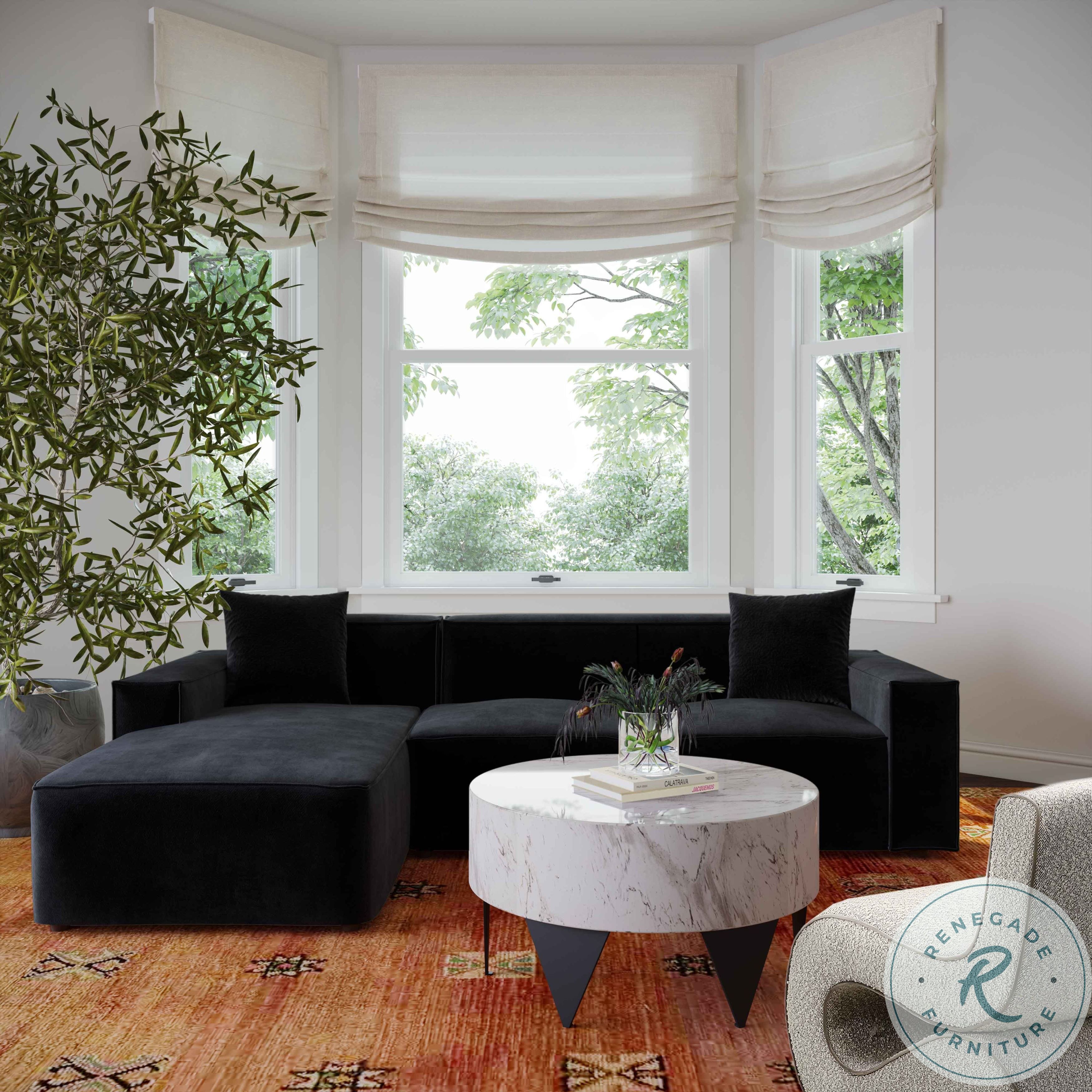 Olafur Black Velvet LAF Sectional From TOV | Coleman Furniture