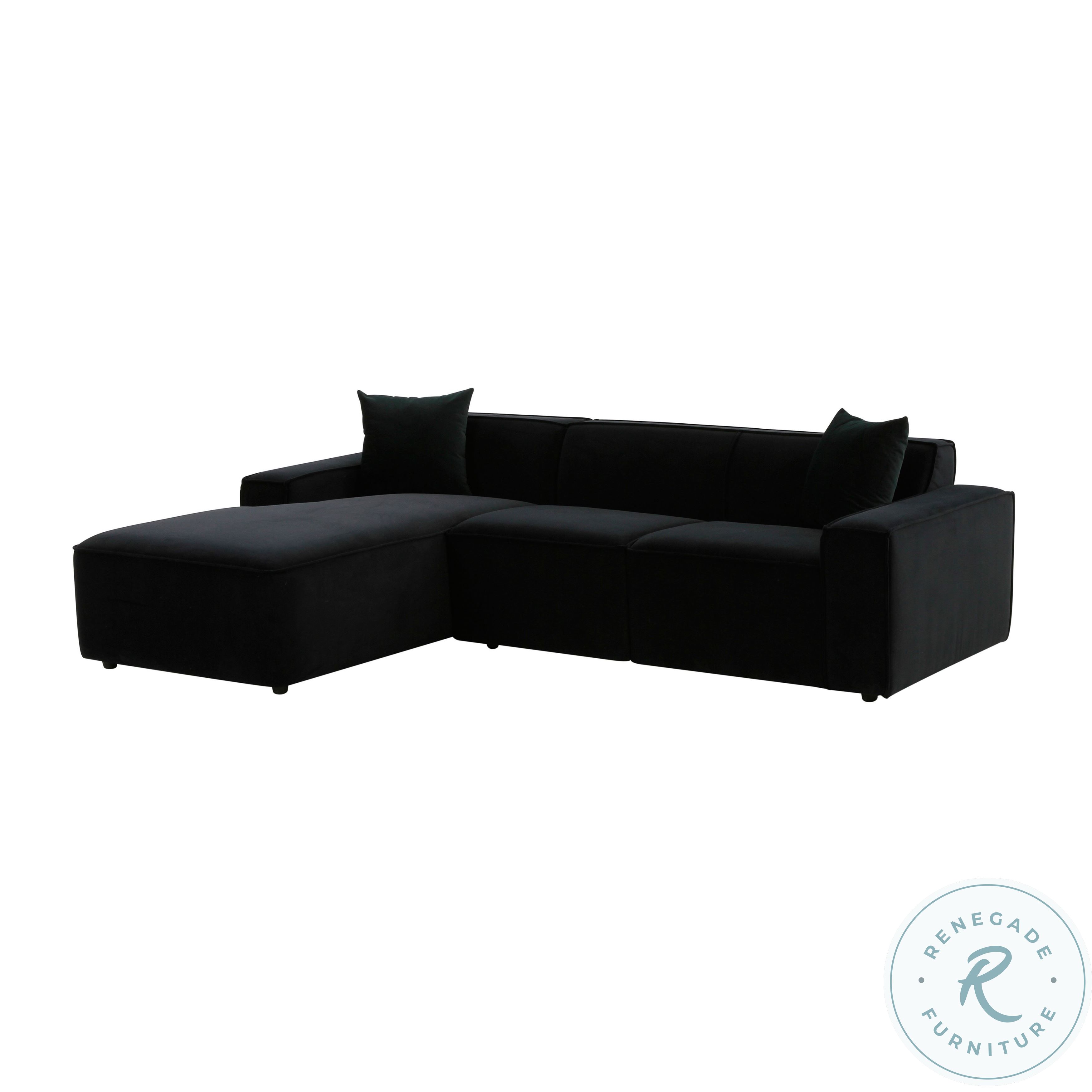 Olafur Black Velvet LAF Sectional From TOV | Coleman Furniture