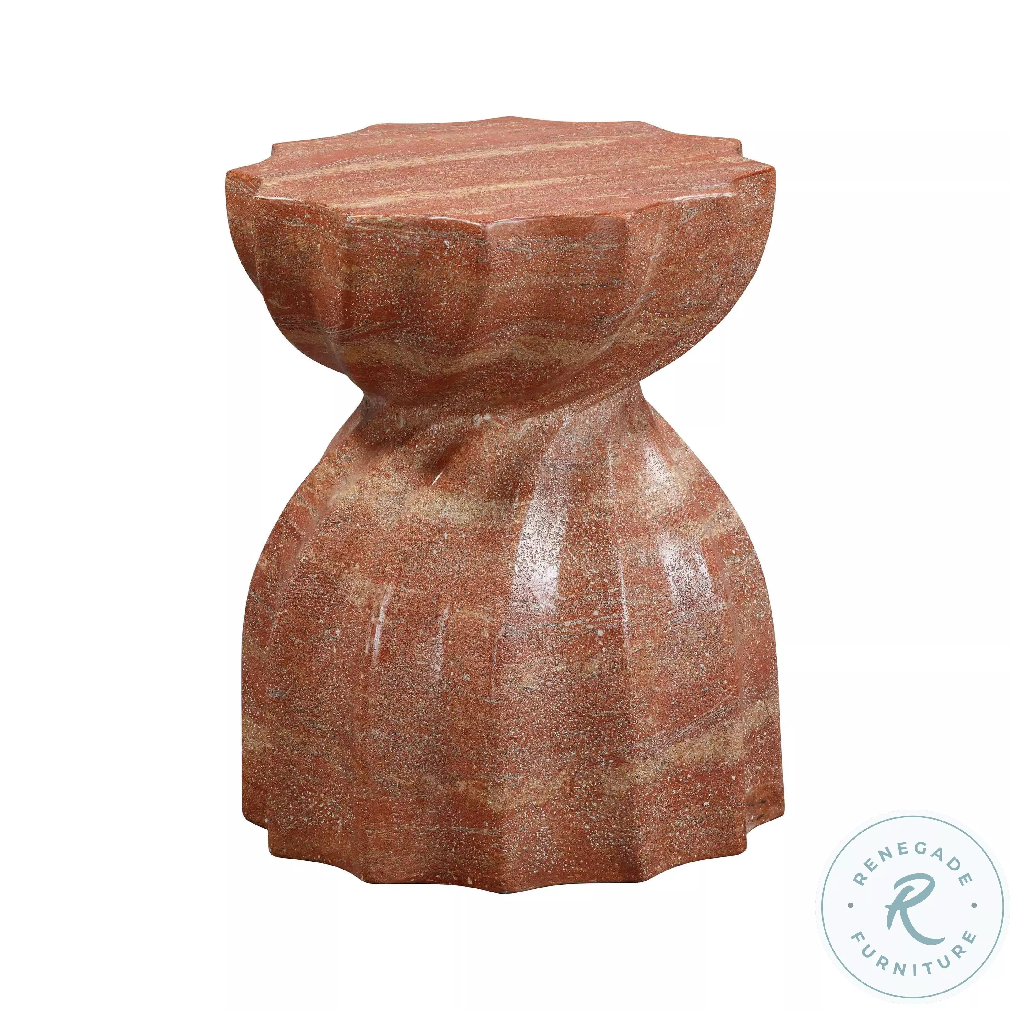 Turin Red Faux Sandstone Stool From TOV | Coleman Furniture