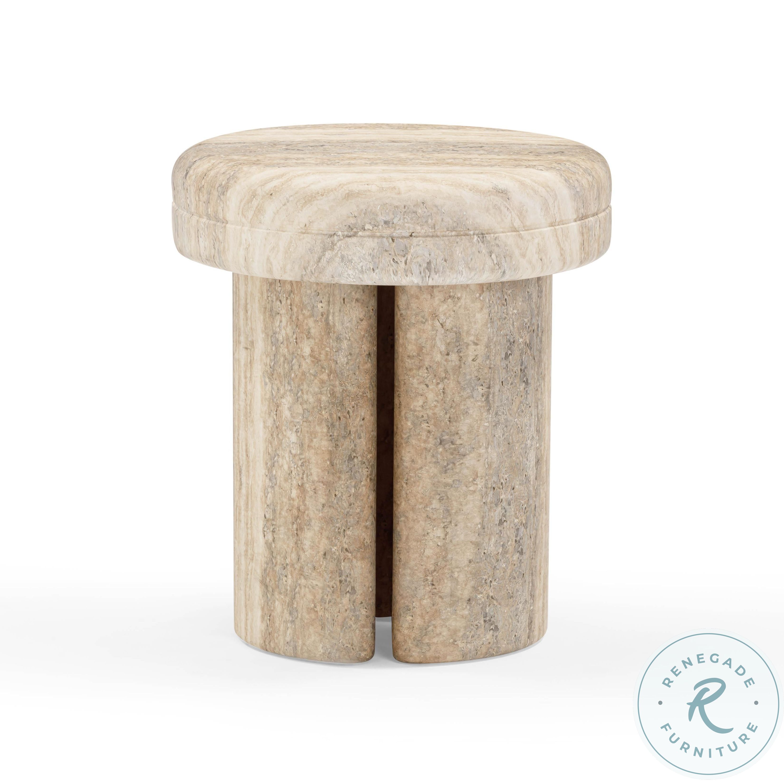 Sheila Travertine Textured Round Concrete Side Table From TOV | Coleman ...