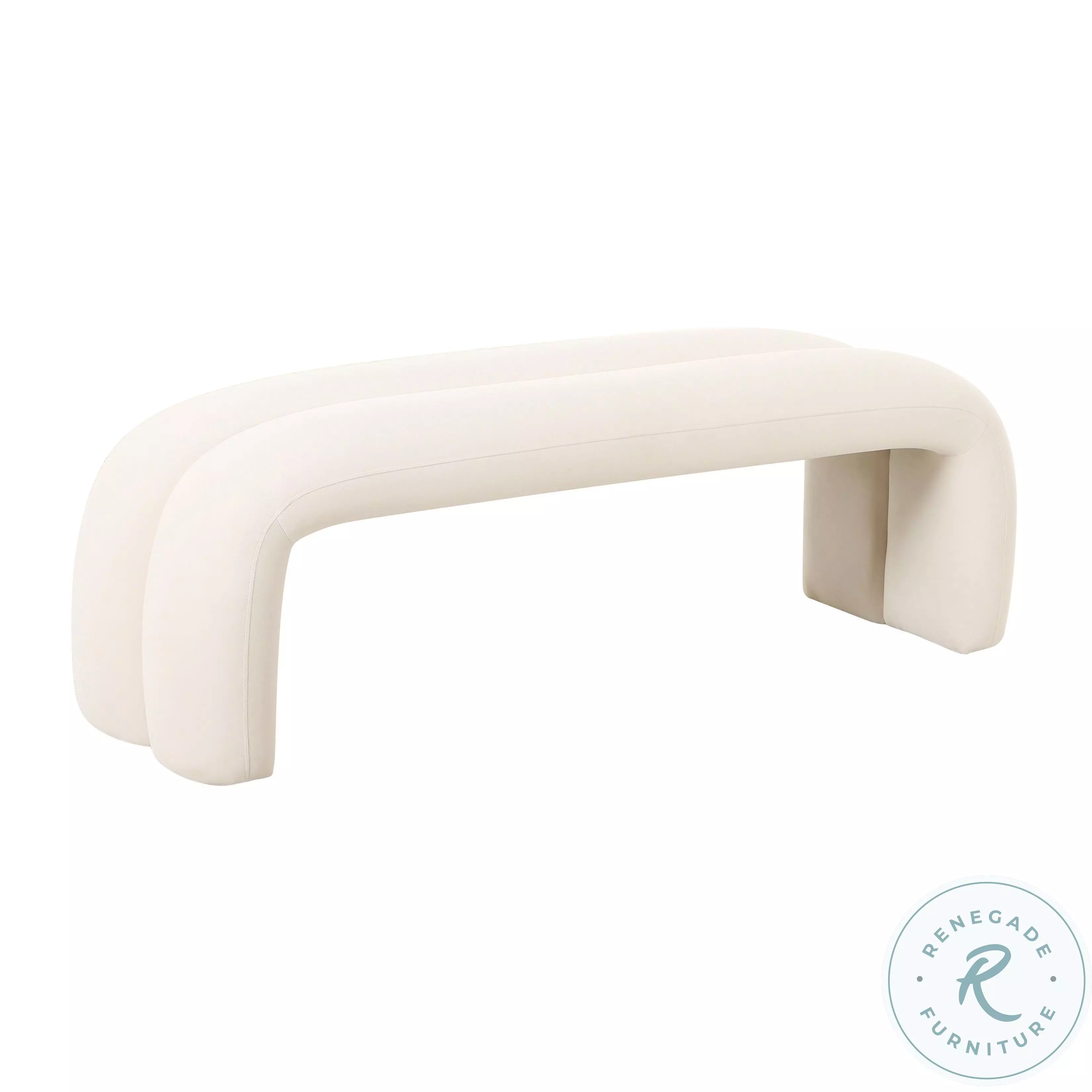 Leigh Cream Velvet Channeled Bench From TOV | Coleman Furniture